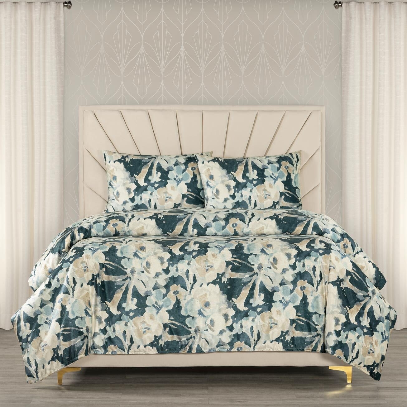 SIScovers Floral Velvet Duvet & Insert Set Blue Garden Twin 5 Piece ...