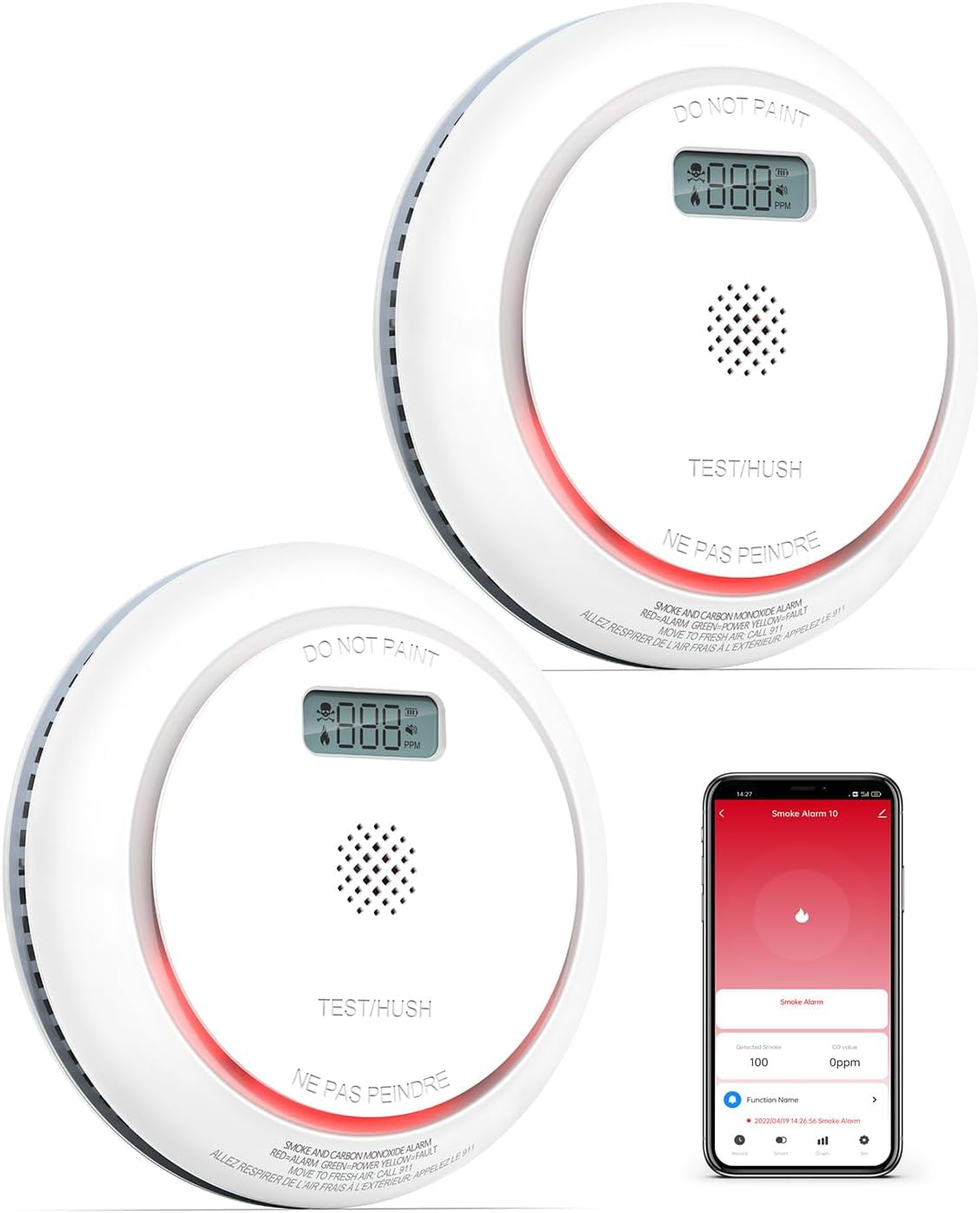 SITERWELL 2.4G Smart Smoke Detector Carbon Monoxide Detector Combo with ...