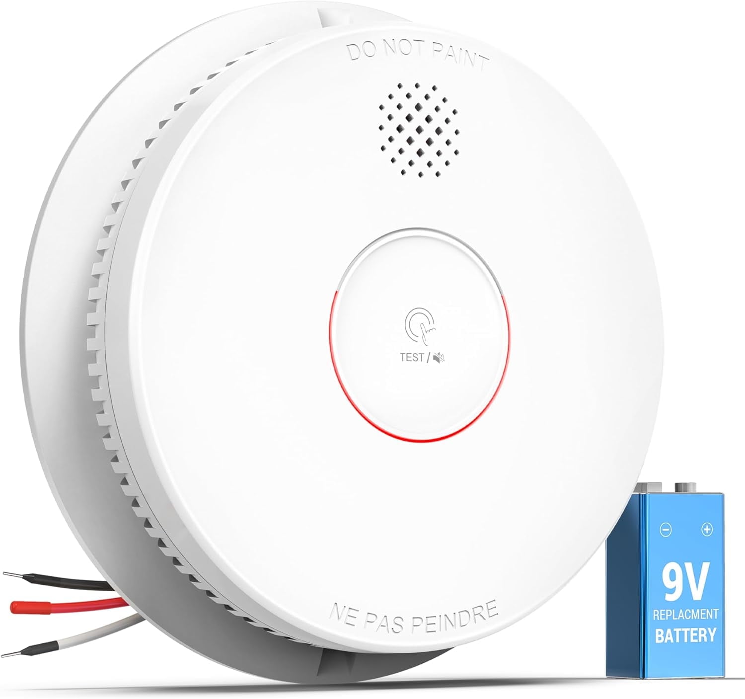 SITERWELL Hardwired Interconnected Photoelectric Smoke Detector with 9V ...