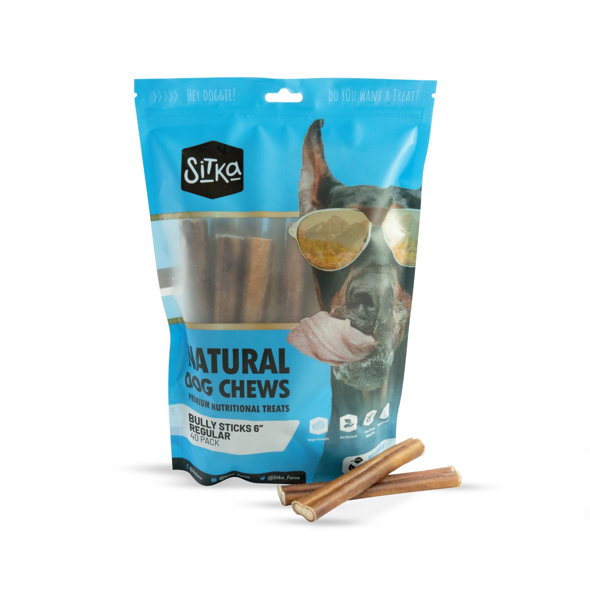 SITKA Farms Bully Sticks for Dogs Regular Size 6 inch 40 Count ...