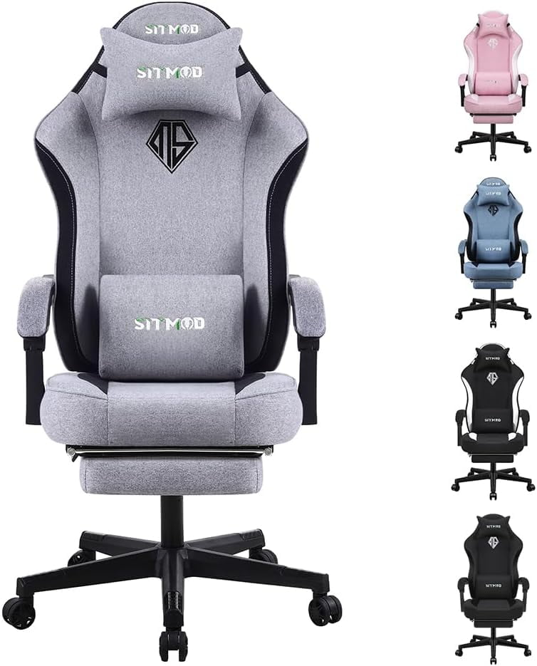 SITMOD Fabric Gaming Chairs with Footrest, PC Computer Ergonomic Video ...