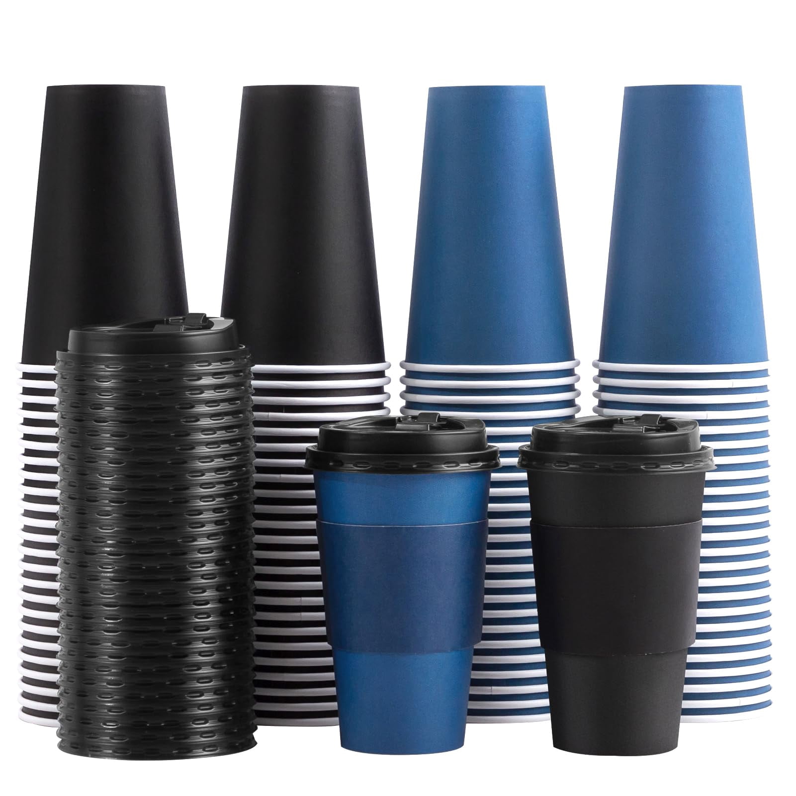 SIUQ 100 Pack 16 DEF29 oz Disposable Coffee with Lids and Sleeves, To ...