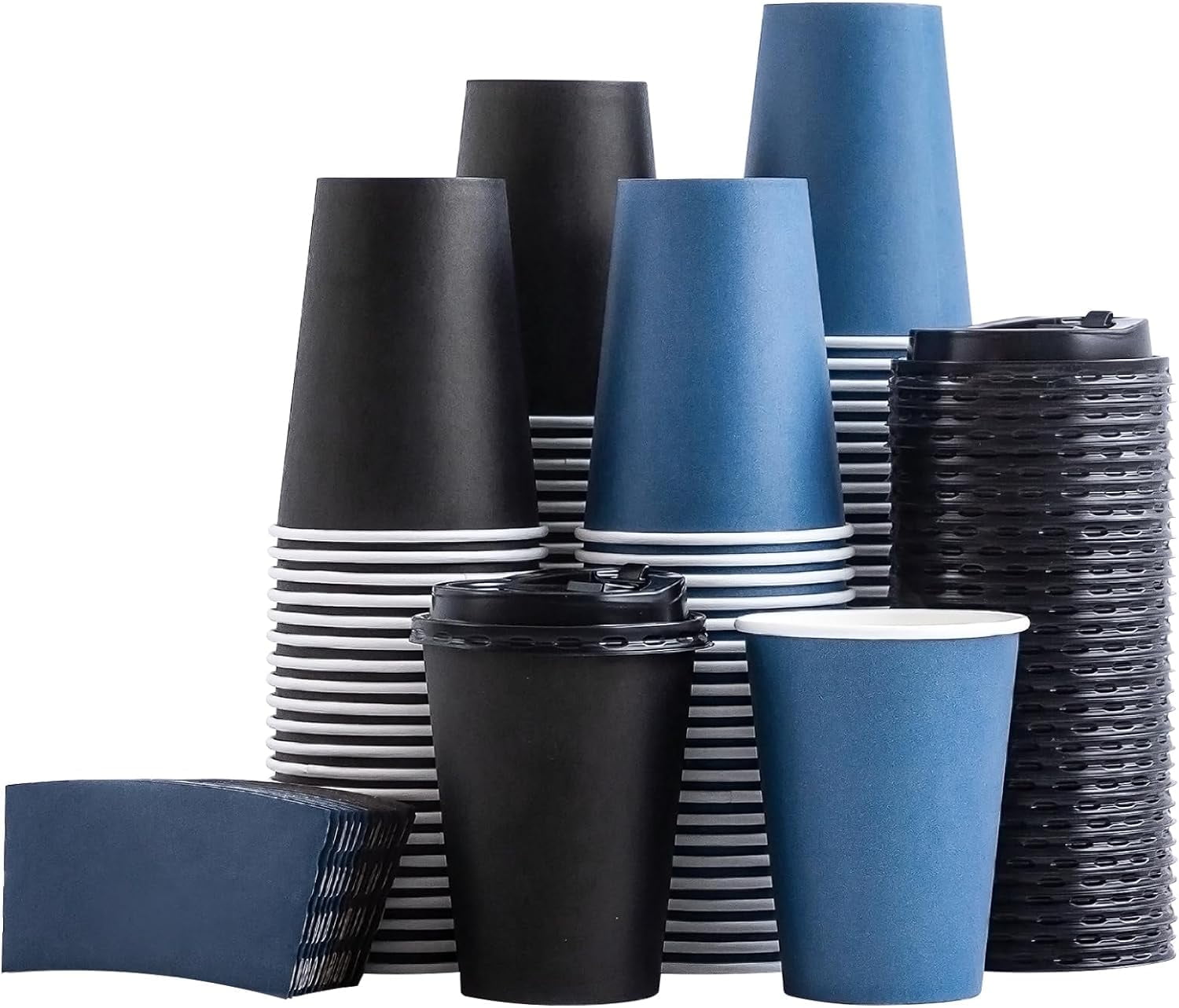 SIUQ 12 oz To Go Cold & Hot Disposable Coffee Beverage Cups with Lids ...
