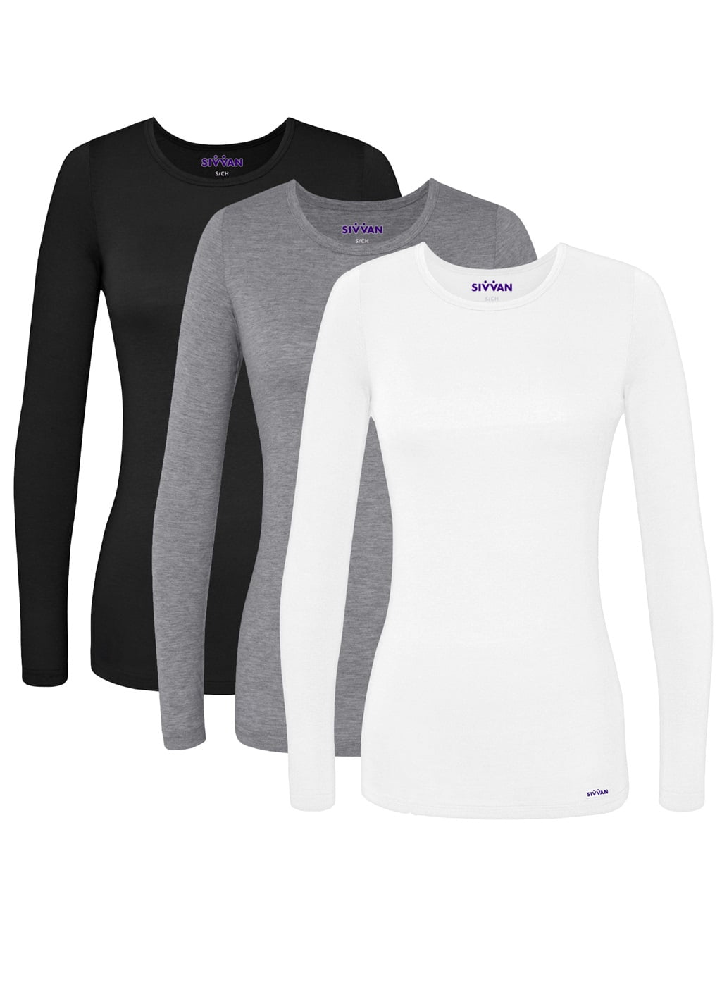 SIVVAN Scrubs For Women - Long Sleeve Comfort Underscrub Tee Multicolor ...