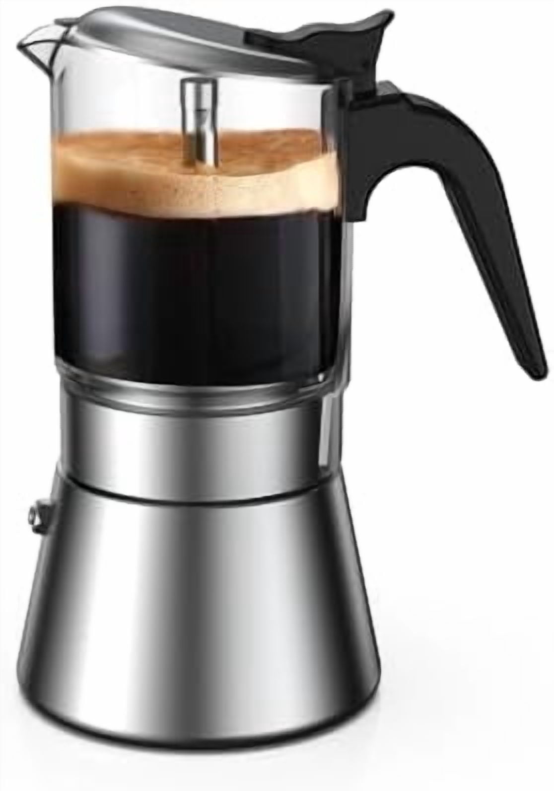 SIXAQUAE Moka Induction Stovetop Espresso Maker,Crystal Glass-top ...