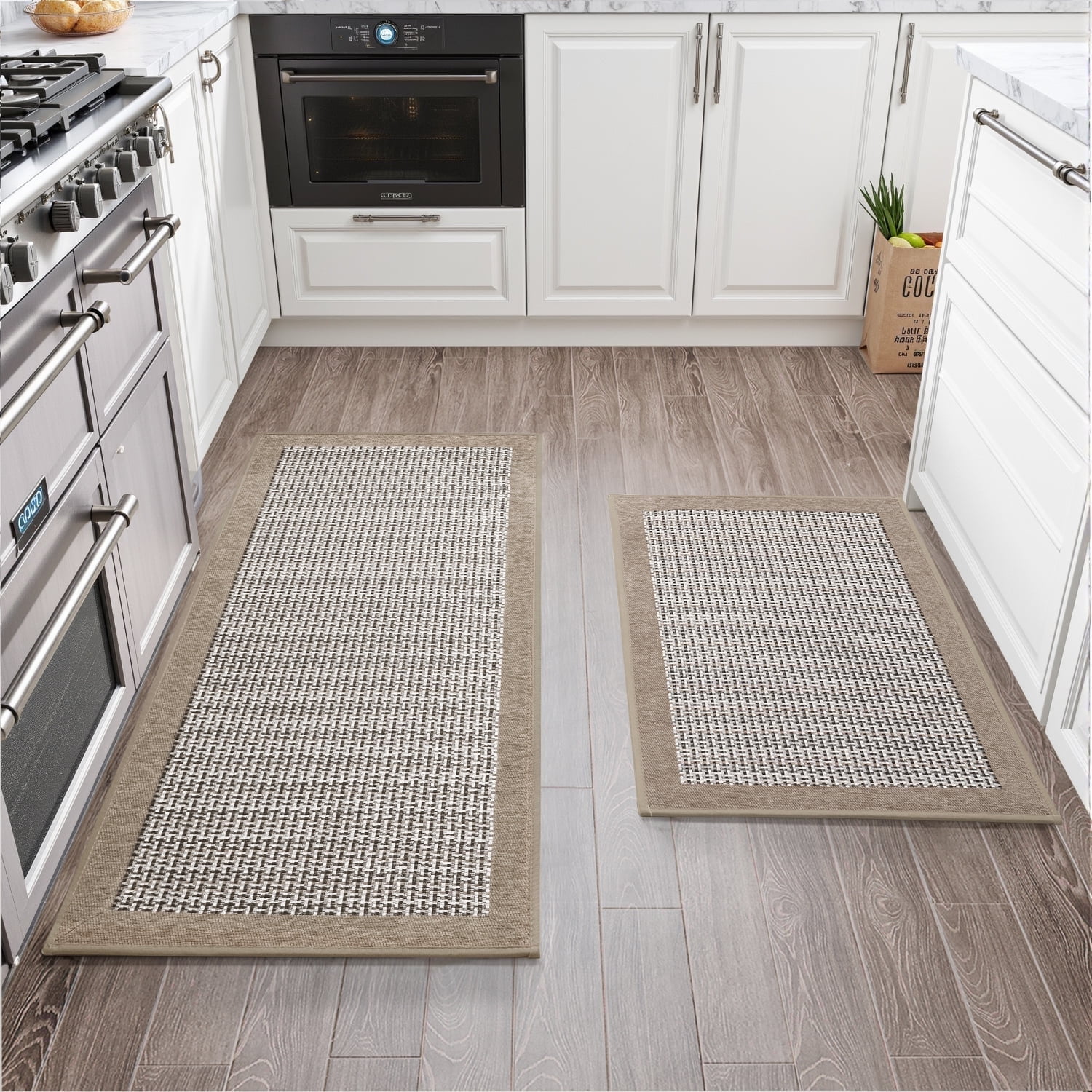 SIXHOME 2-Piece Non-Slip Kitchen Rug Set, Washable Absorbent Mats, 19.7 ...