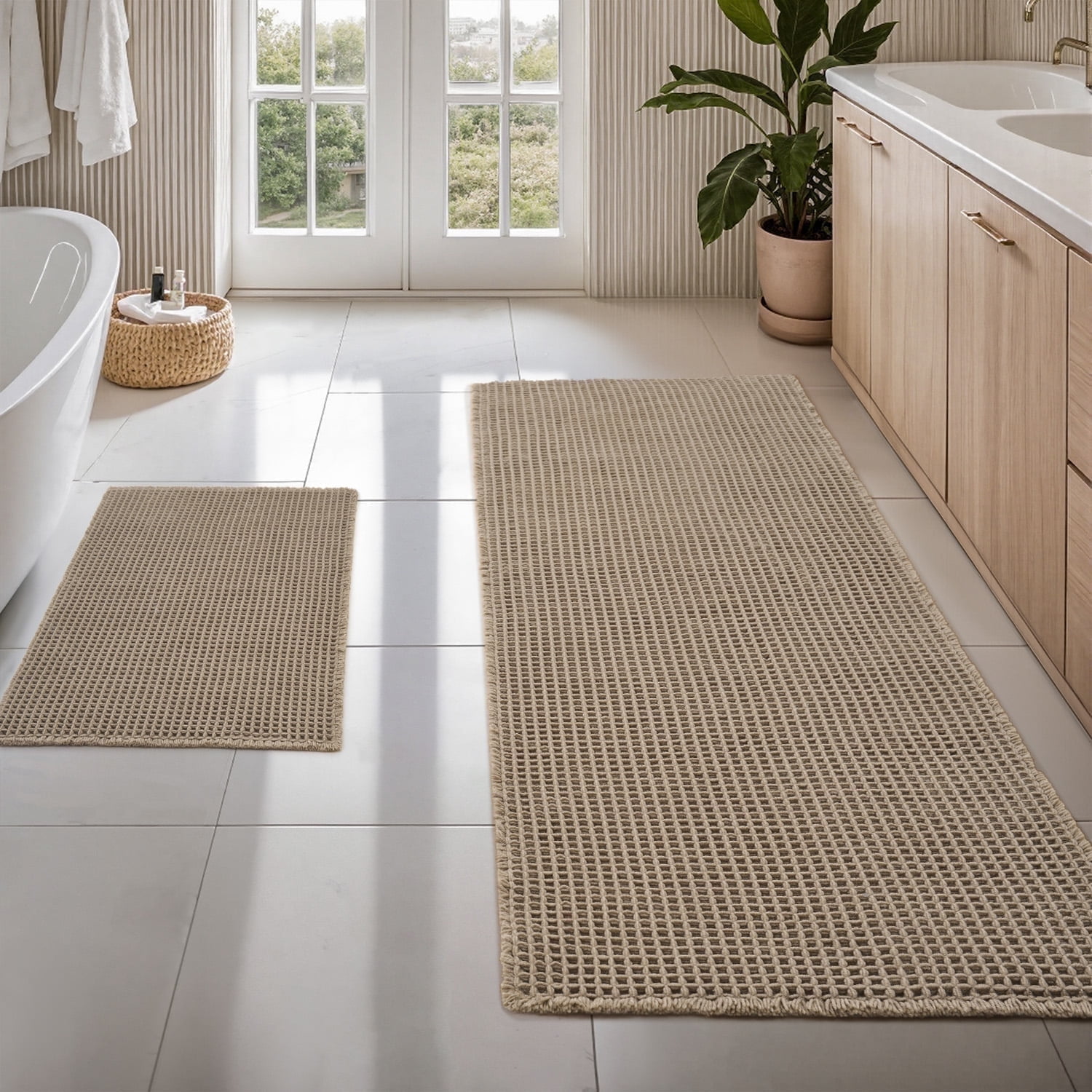 SIXHOME 2' x 6' Bathroom Runner Rugs Waffle Bath Rug Super Absorbent ...