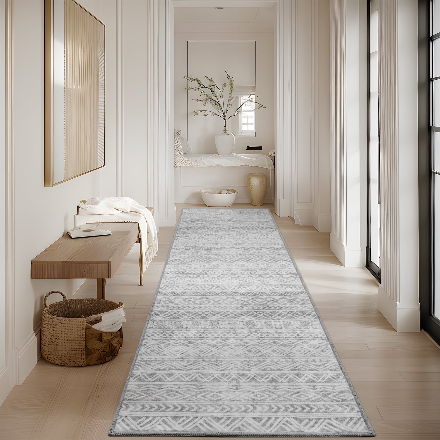 SIXHOME Boho Runner Rug 2'x10' Washable Hallway Runner Rug Soft Neutral ...