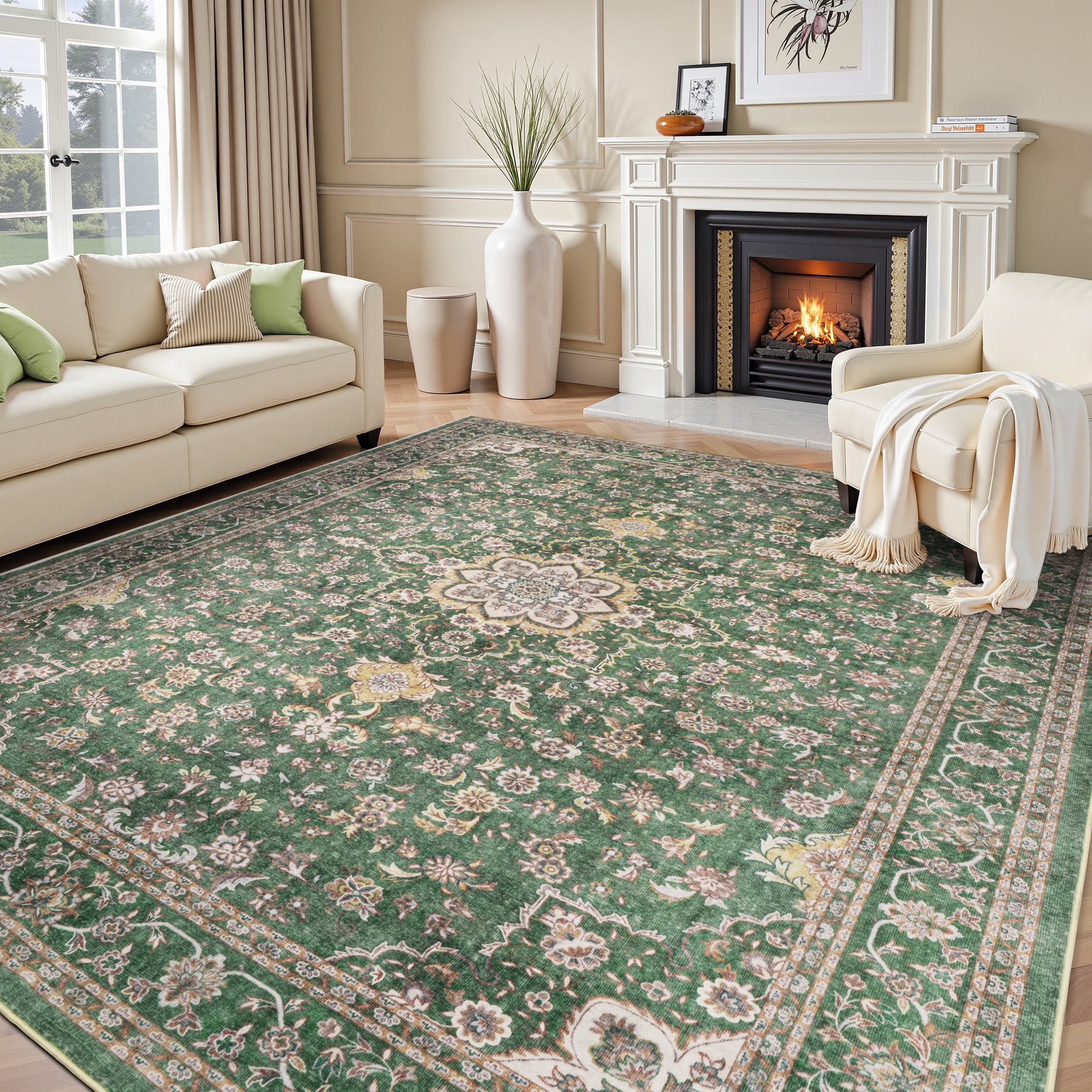 SIXHOME 3x5 Feet Washable Non-Slip Area Rug - Traditional Distressed ...