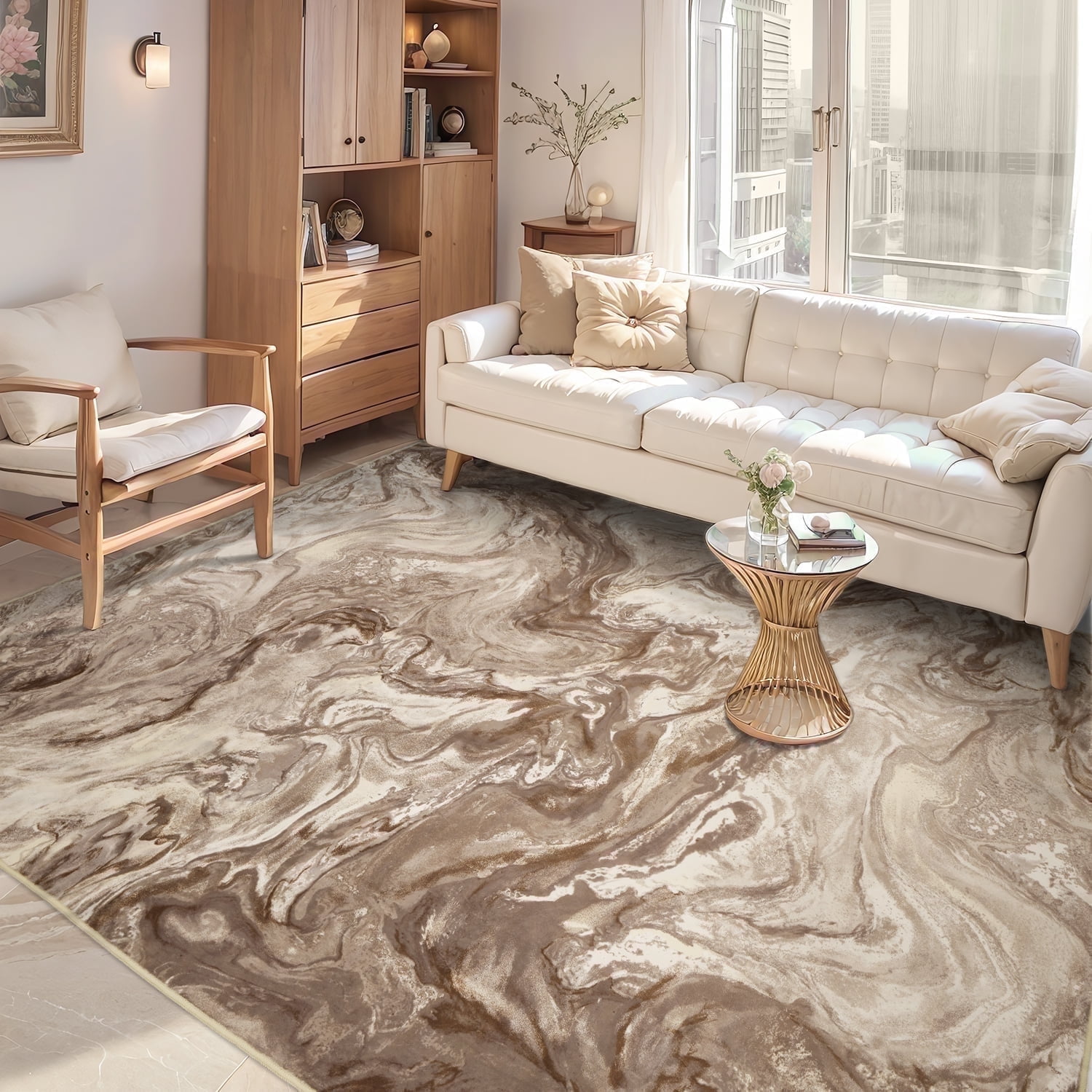 SIXHOME 5'x7' Area Rugs for Living Room Marble Swirl Abstract Rug Ultra ...