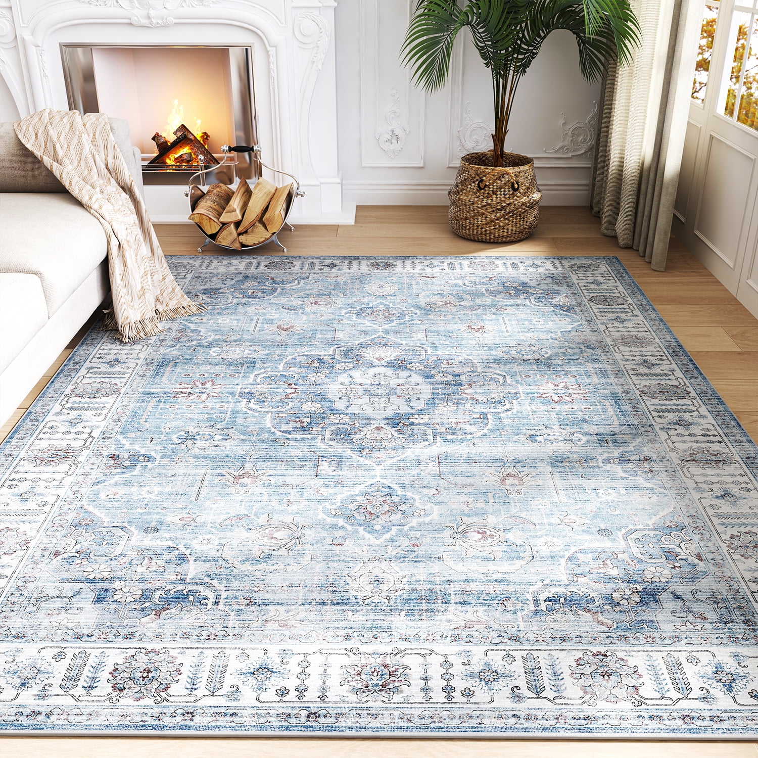 Luxury Century Rugs Black Blue Distressed Rugs 8x10 Dynamix Modern Rug ...