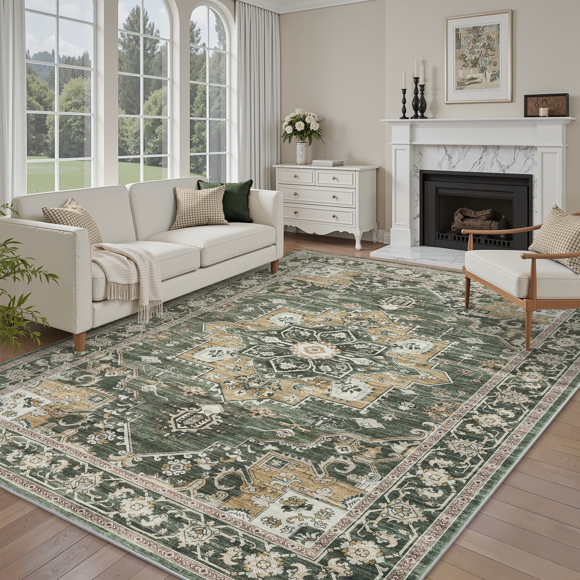 SIXHOME 5'x7' Area Rugs for Living Room Washable Traditional Distressed ...