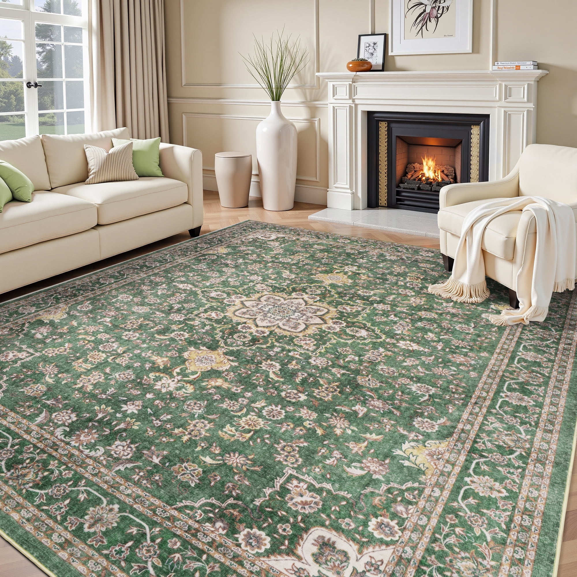 SIXHOME 6x9 Feet Washable Non-Slip Area Rug - Traditional Distressed ...