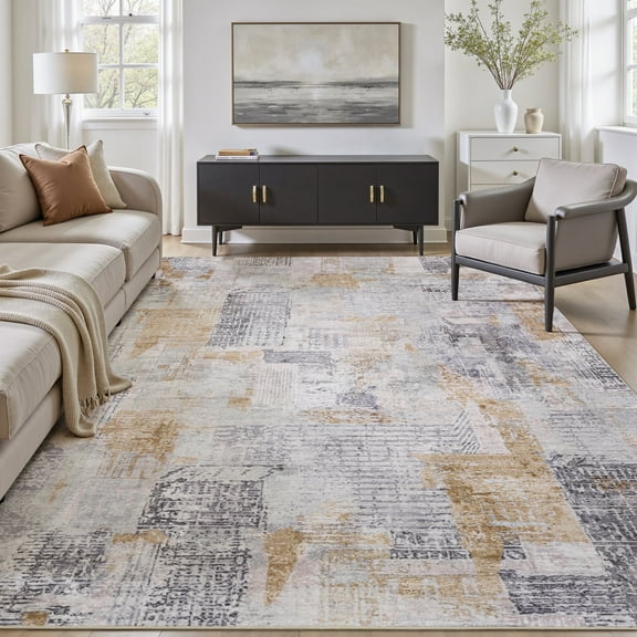 Area Rugs for Living Room, 8'x10' Washable Moroccan Low Pile Non-Slip ...