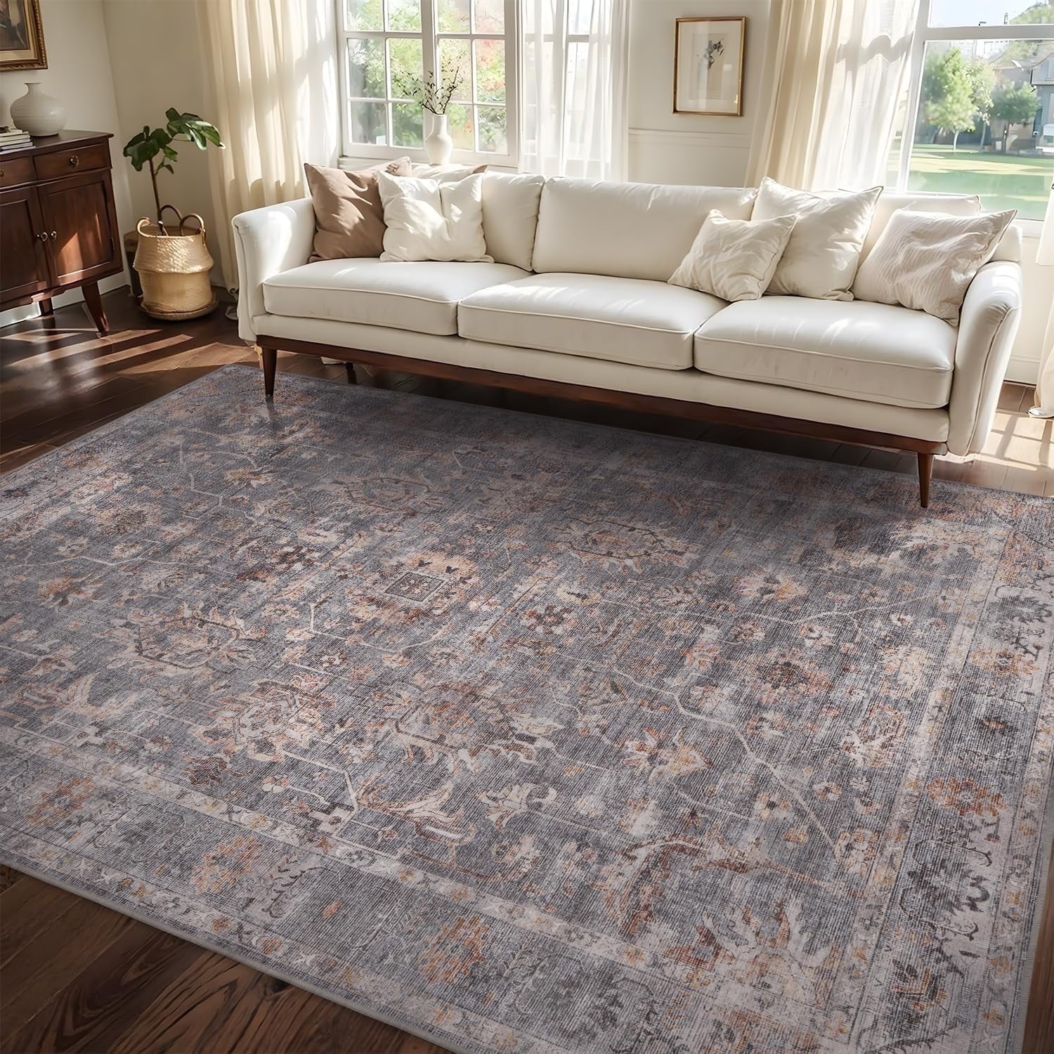 SIXHOME 8'x10' Rugs for Living Room Soft Vintage Floral Area Rugs ...