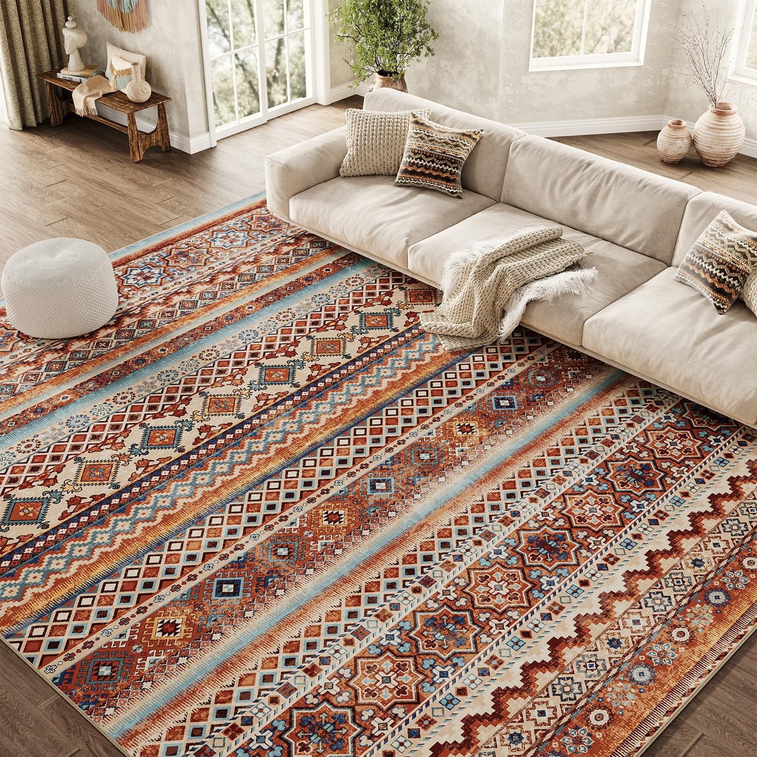 SIXHOME 9'x12' Area Rugs for Living Room Washable Rugs Vintage Boho ...