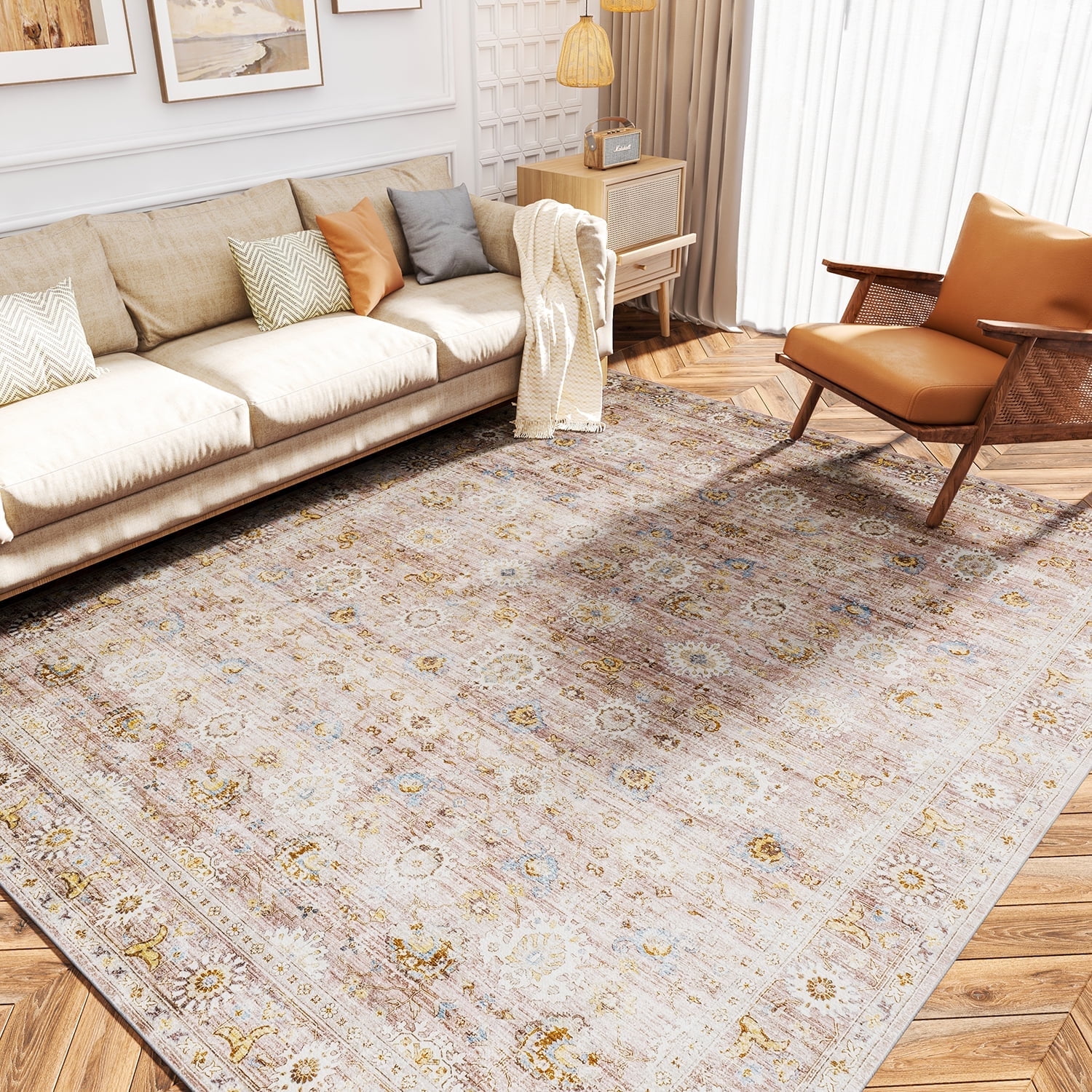 SIXHOME 5x7 Traditional Distressed Area Rug, Washable & Non-Slip for ...