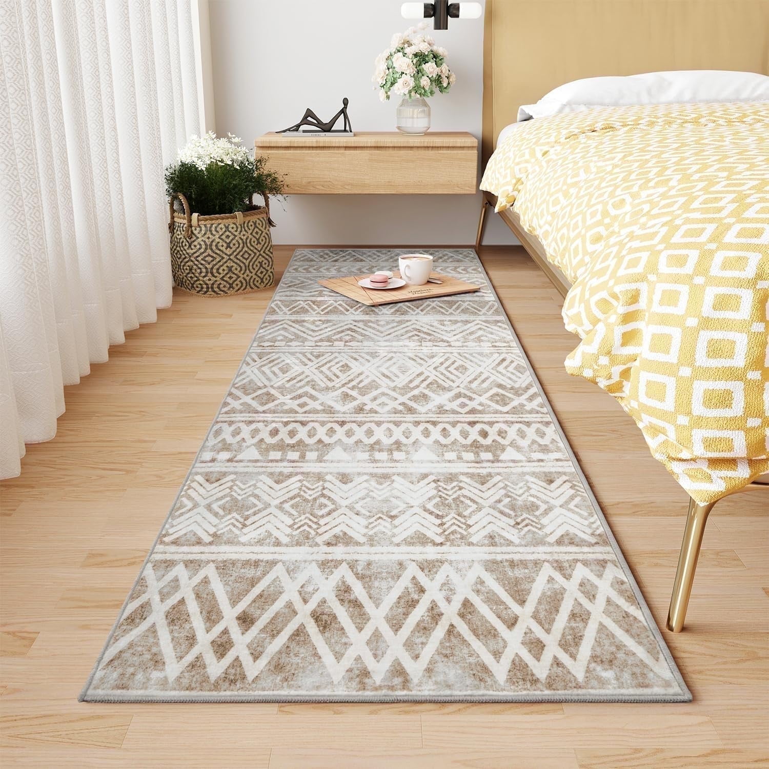 SIXHOME Boho Runner Rug 3'x7' Washable Hallway Runner Rug Soft Neutral ...