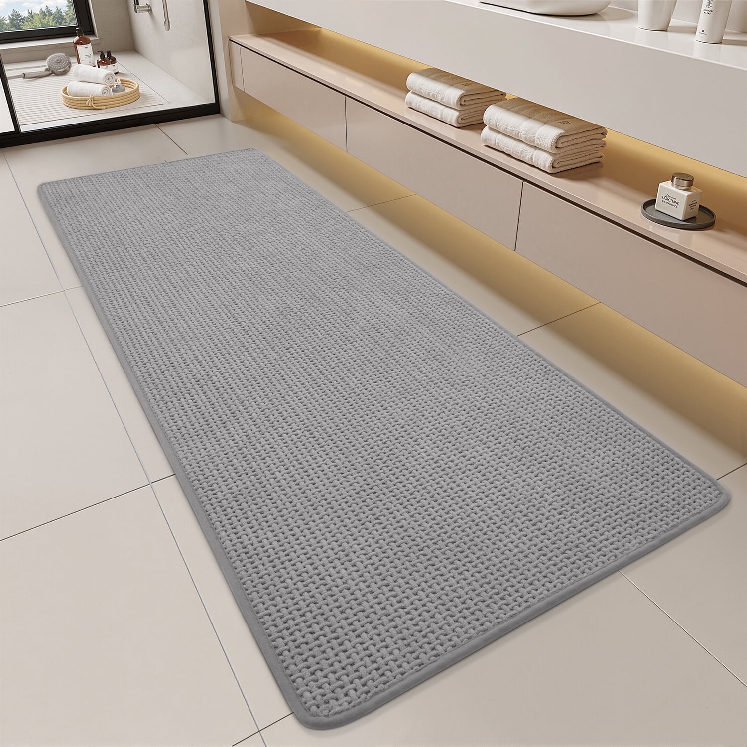 SIXHOME Bathroom Rugs Non Slip Bath Mat Chenille Rubber Backing 17"x59 ...