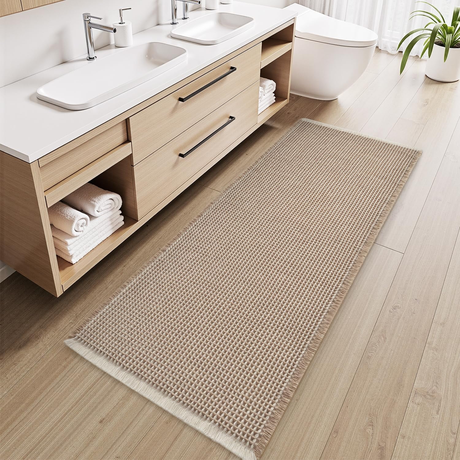 SIXHOME Bathroom Rugs Waffle Bathroom Runner 2' x 6' Super Soft ...