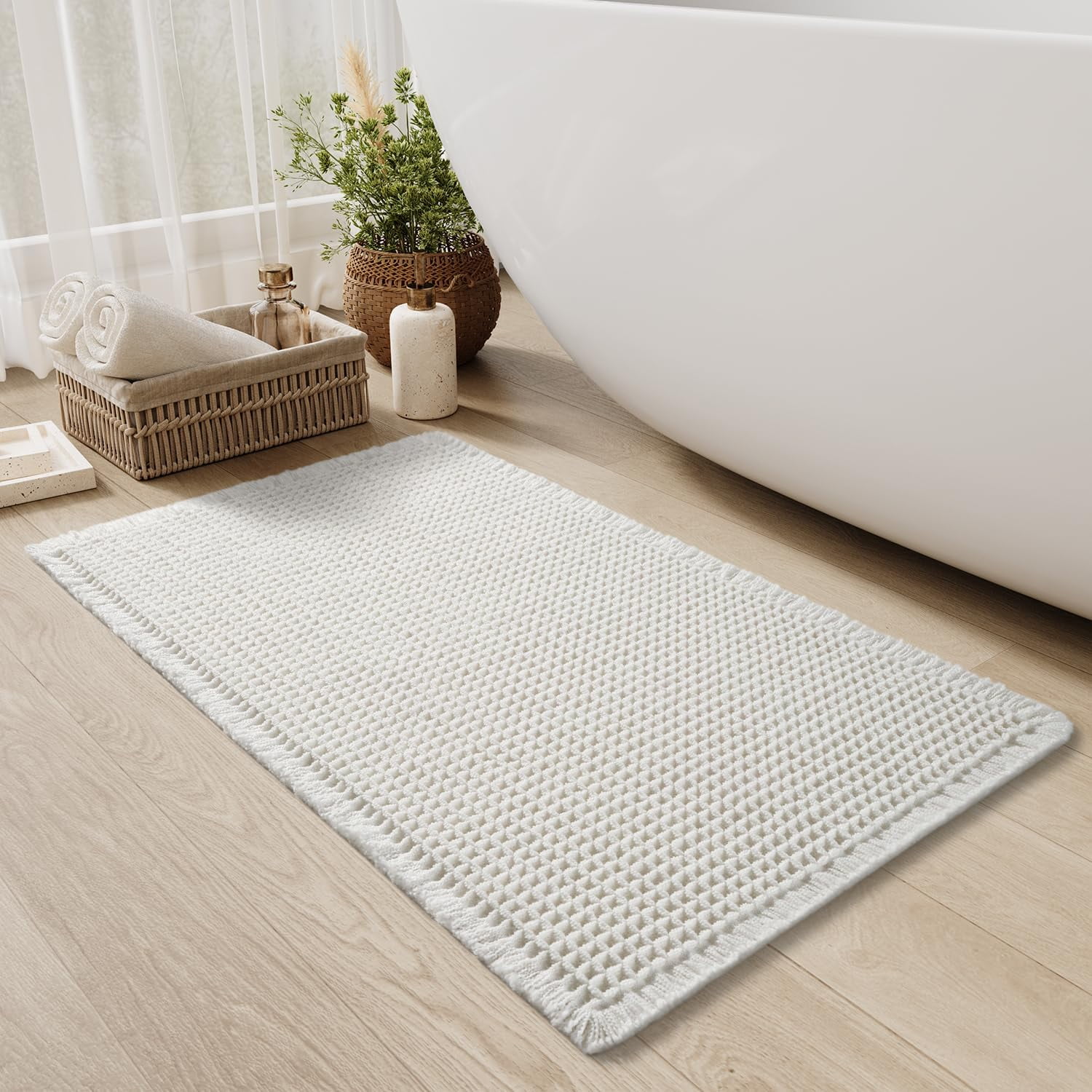 SIXHOME Bathroom Rugs Waffle Bath Rug Super Soft Absorbent Non Slip ...