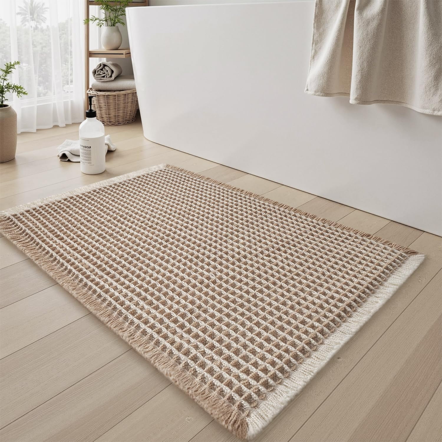 SIXHOME Bathroom Rugs Waffle Bath Rug Super Soft Absorbent Non Slip ...
