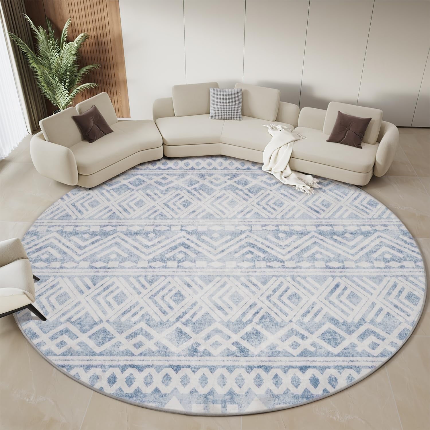 SIXHOME Boho Round Rugs for Living Room Washable Rugs 6Ft Circle Soft ...