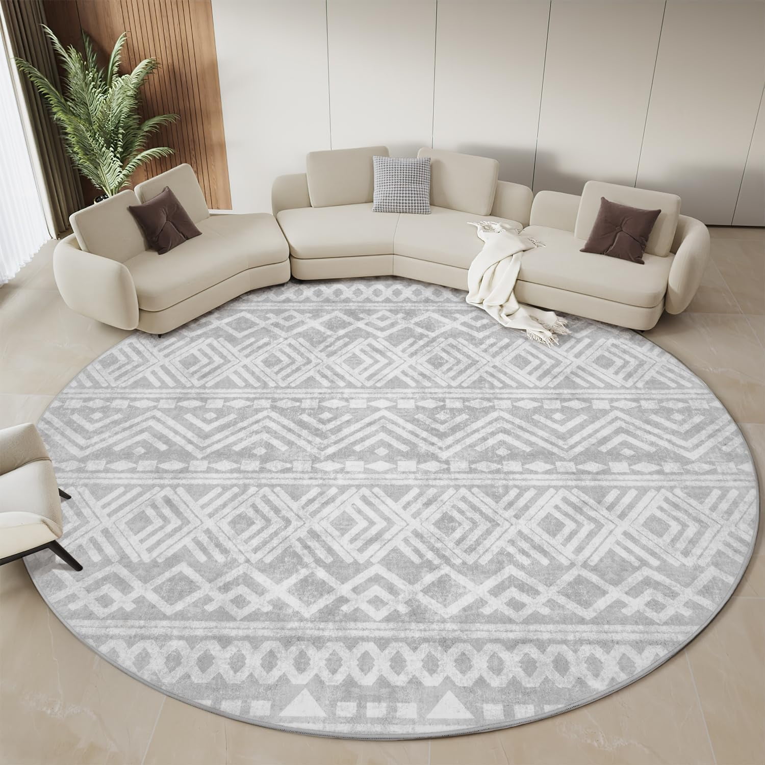 SIXHOME Boho Round Rugs for Living Room Washable Rugs 6Ft Circle Soft ...