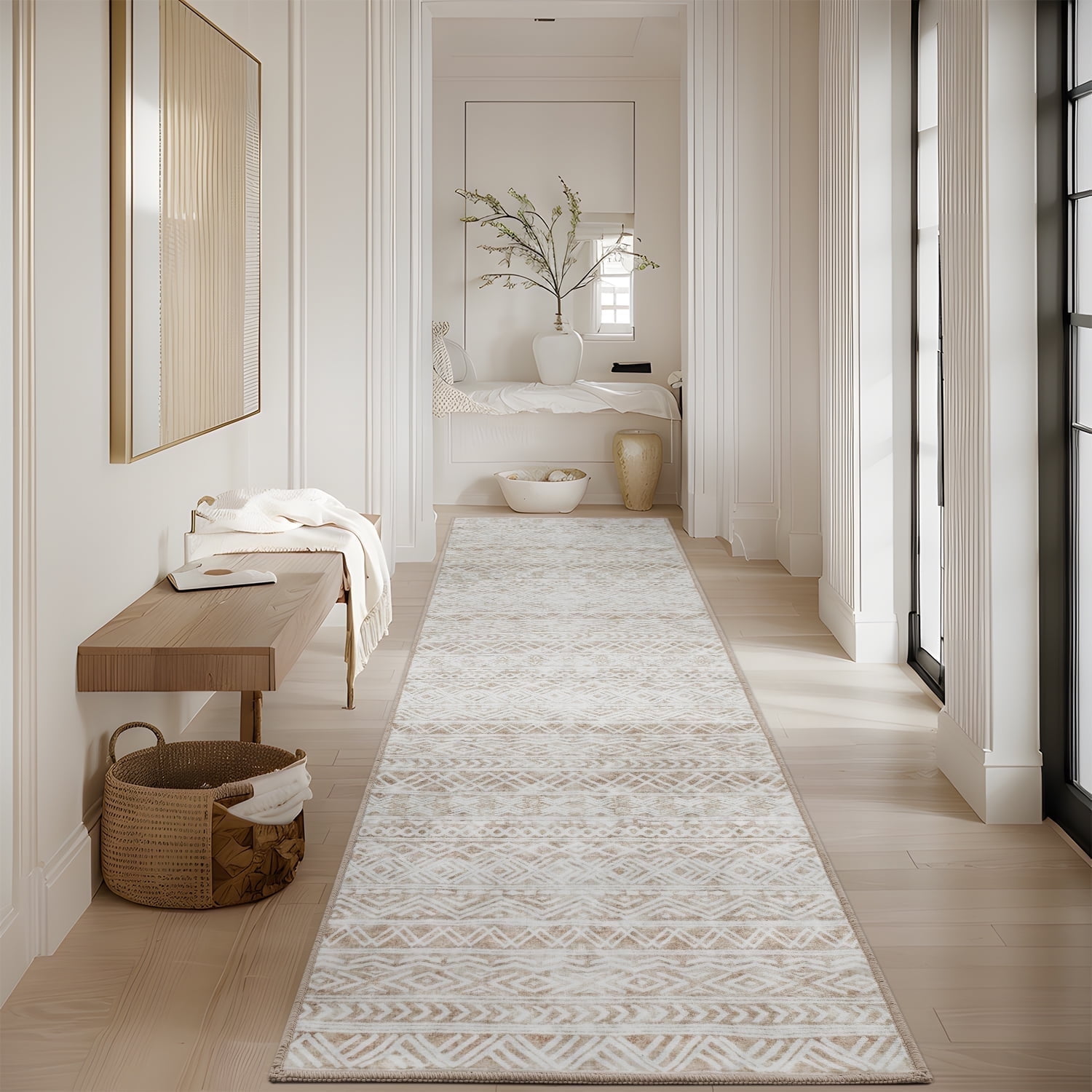SIXHOME Boho Runner Rug 2'x10' Washable Hallway Runner Rug Soft Neutral ...