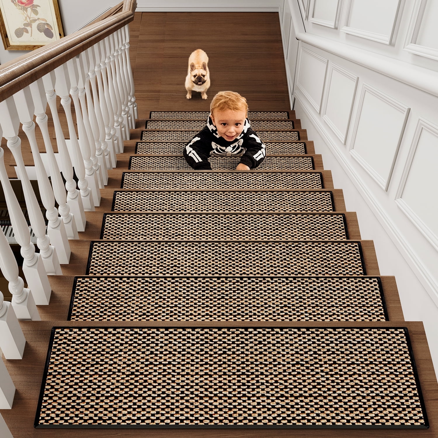 SIXHOME Stair Treads 15 Pack 8"x30" for Wooden Steps Braid Weave Non ...