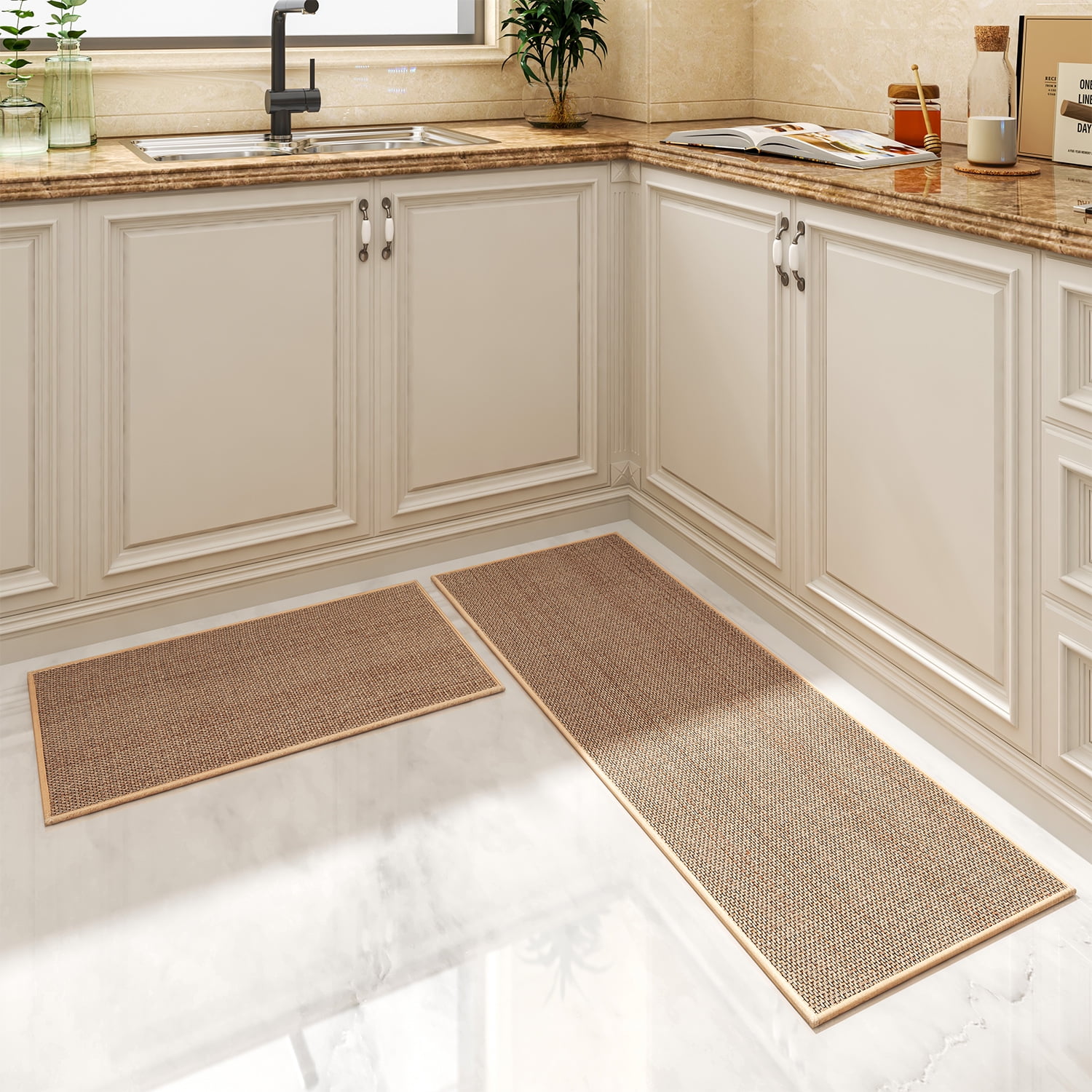 "SIXHOME Twill Kitchen Rugs, Non-Slip, Washable, 17""x30""+17""x47 ...