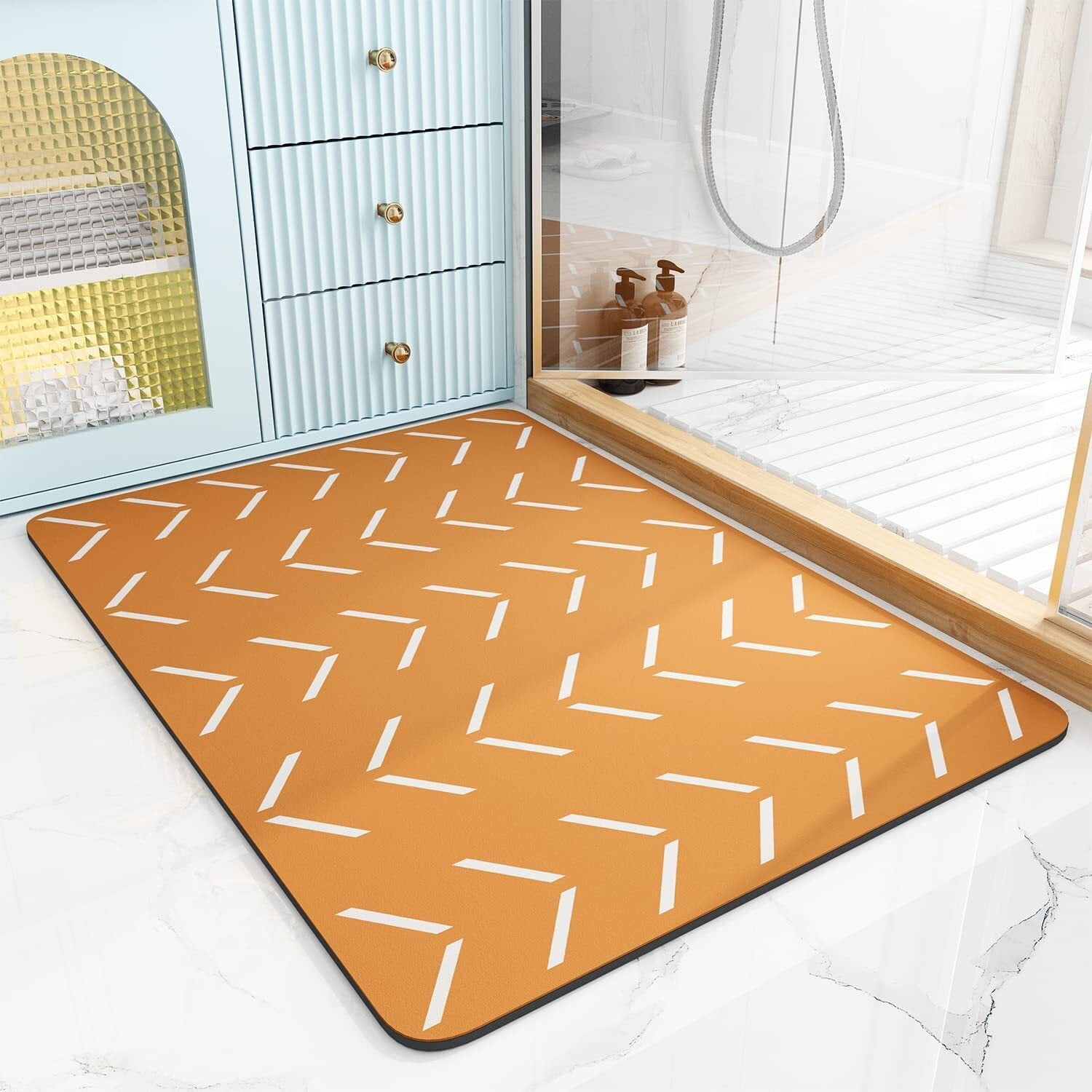 SIXHOME Orange Bathroom Rugs Non Slip Quick Dry Bath Mat Super ...
