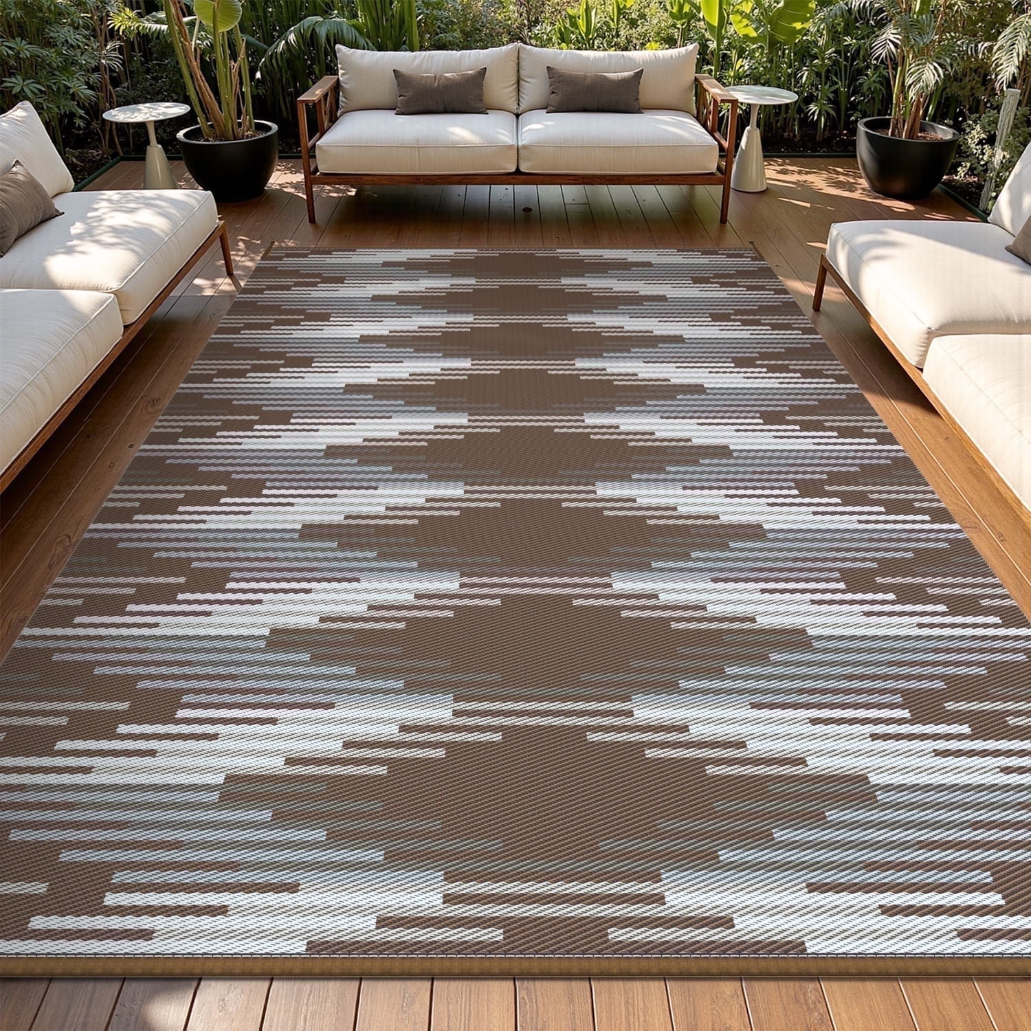 SIXHOME Outdoor Rug Carpet 6'x9' Waterproof Reversible Patio Rug ...