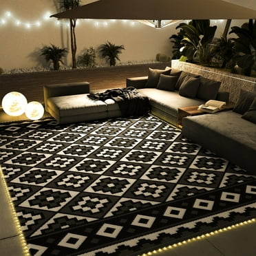 SIXHOME 9'x12' Waterproof Rug with LED, Reversible for Outdoor/Patio ...