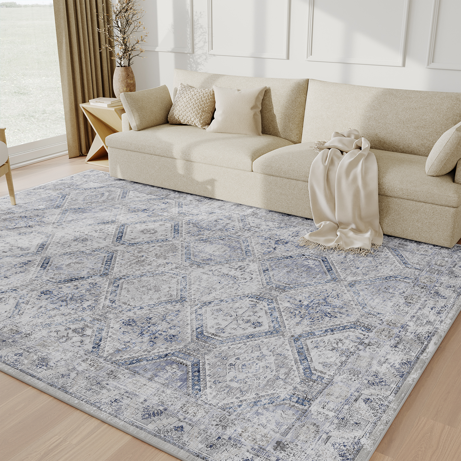 SIXHOME Boho Round Rugs for Living Room Washable Rugs 5Ft Circle Soft ...