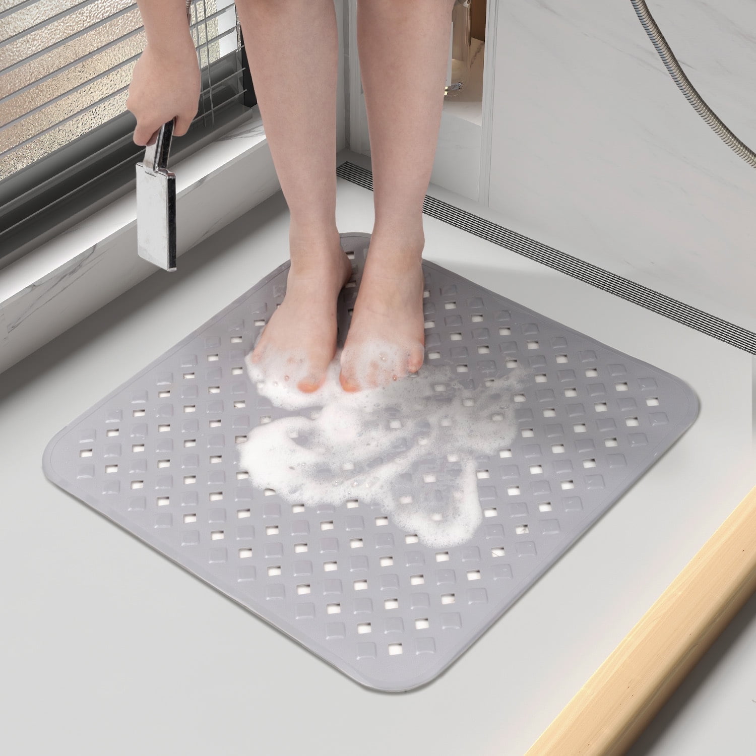"SIXHOME Large 21""x21"" Anti Non Slip Shower Mat with Suction Cups and ...