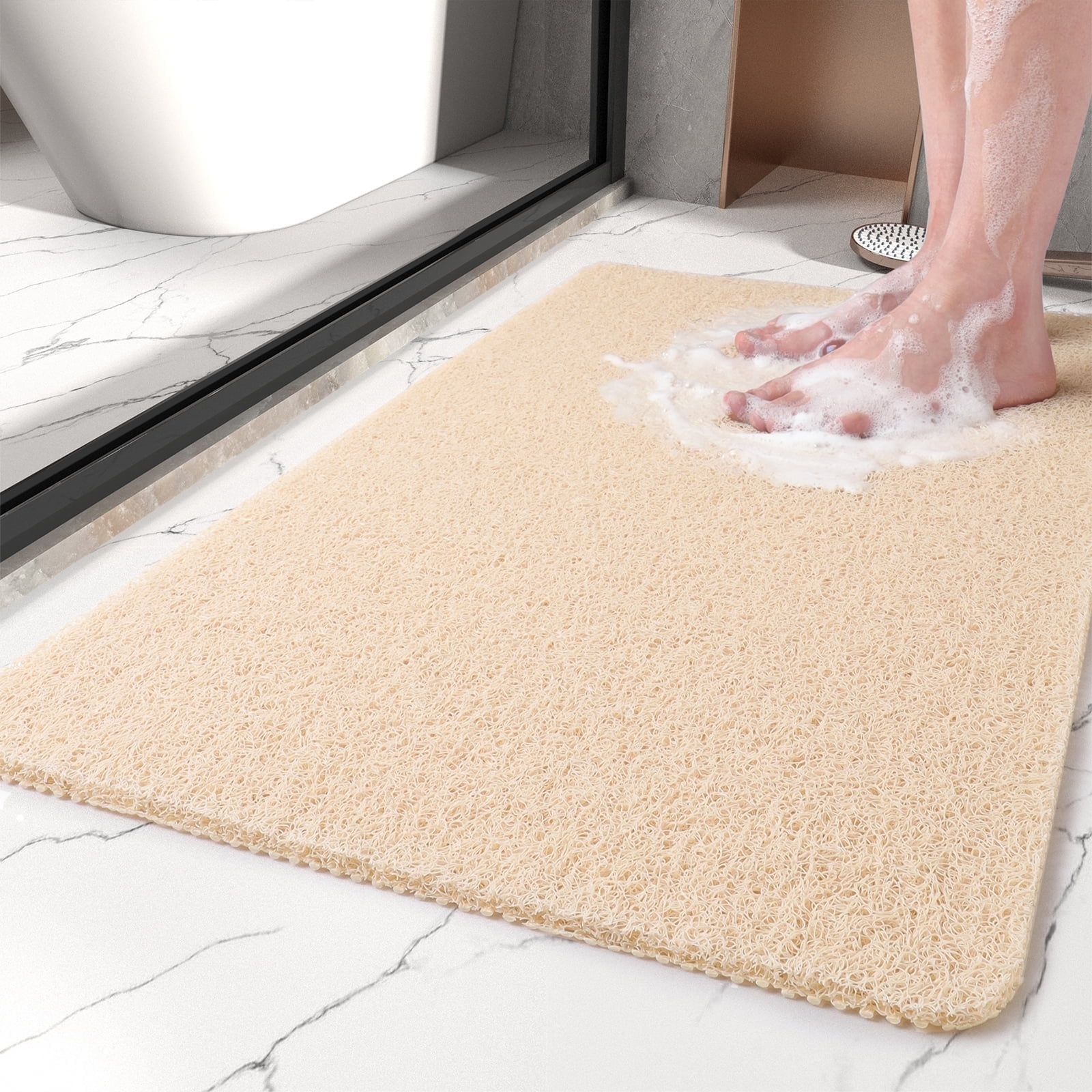 "SIXHOME Soft, Mold Resistant, Quick Drying PVC Loofah Bath Mat, Non ...