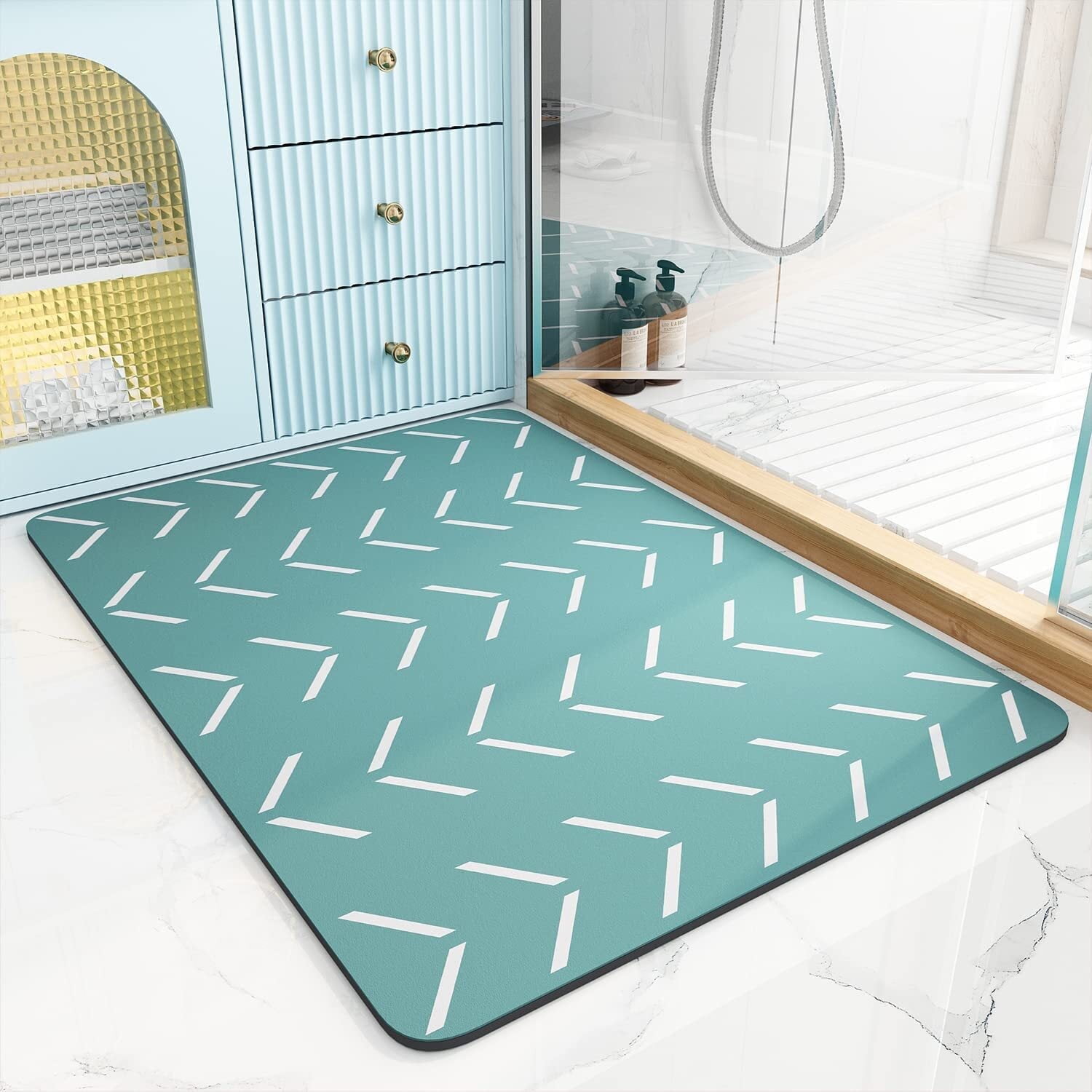 SIXHOME Turquoise Bathroom Rugs Non Slip Quick Dry Bath Mat Super ...