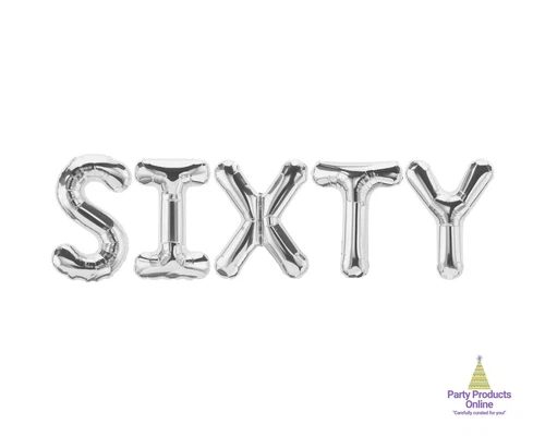 SIXTY Letter Balloon Banner - Gold, Rose Gold and Silver 60th Party ...