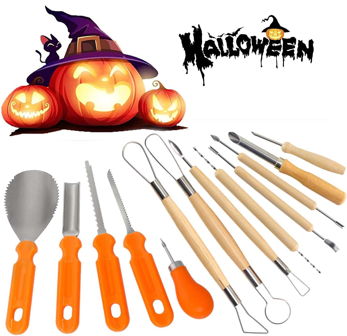 SIYTUAU 13 Piece Pumpkin Carving Tool Set Halloween Diy Lantern Craft ...