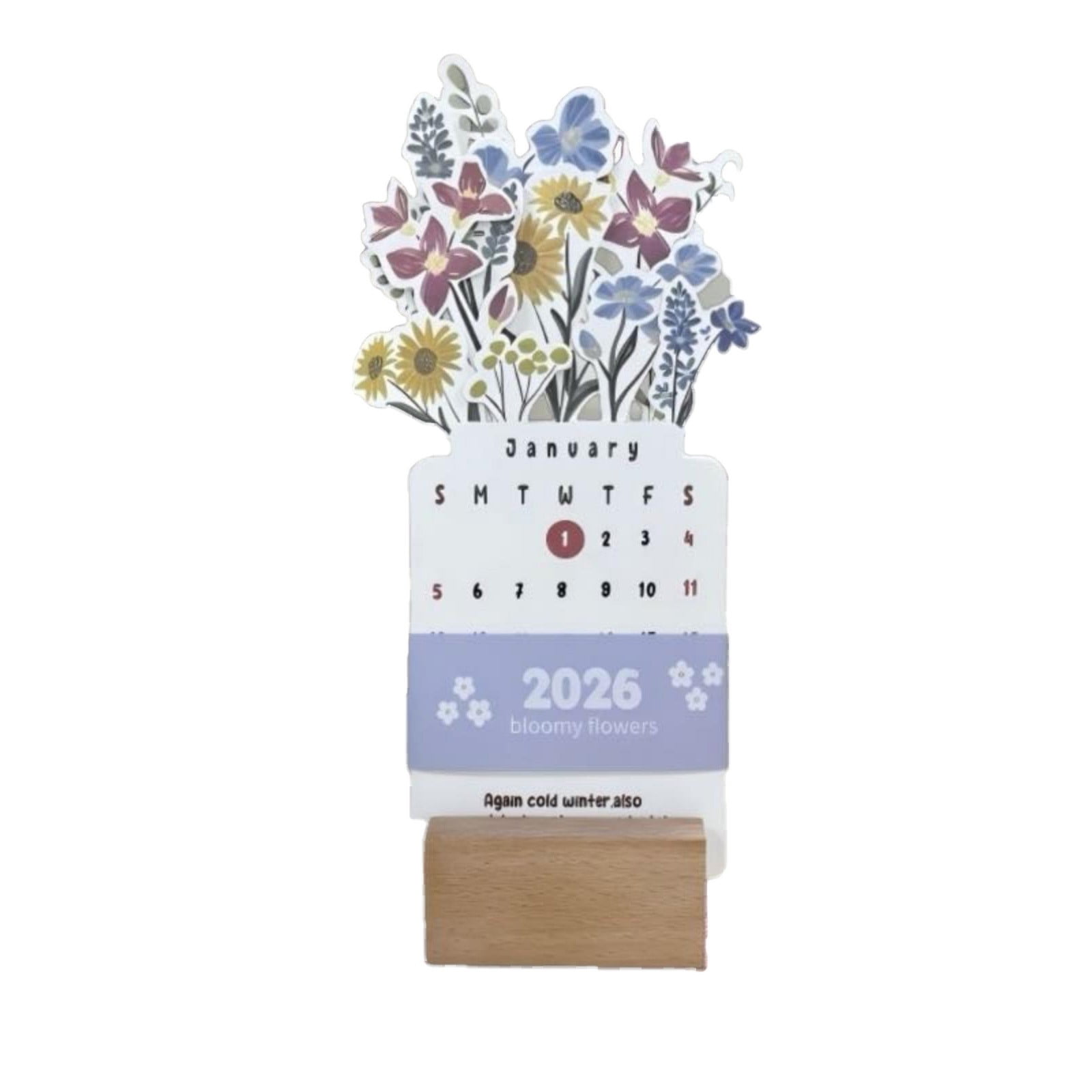 SIYTUAU 2026 Bloomy Flowers Desk Calendar With Daily Date Display Paper Made Desktop Calendar ...