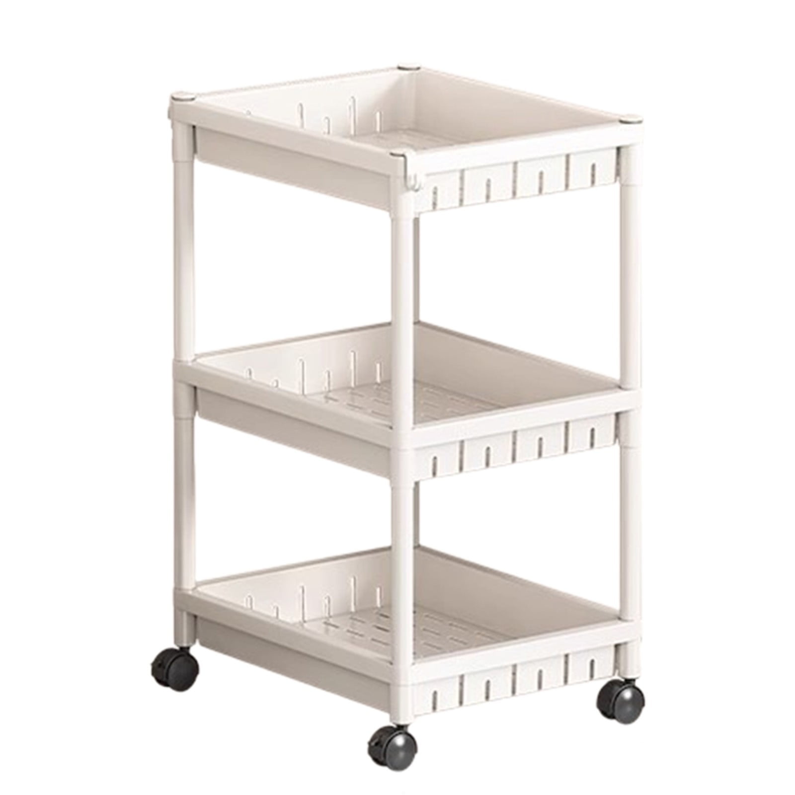 SIYTUAU 3 Tier Movable Plastic Storage Rack With Wheels Layered Shelf ...
