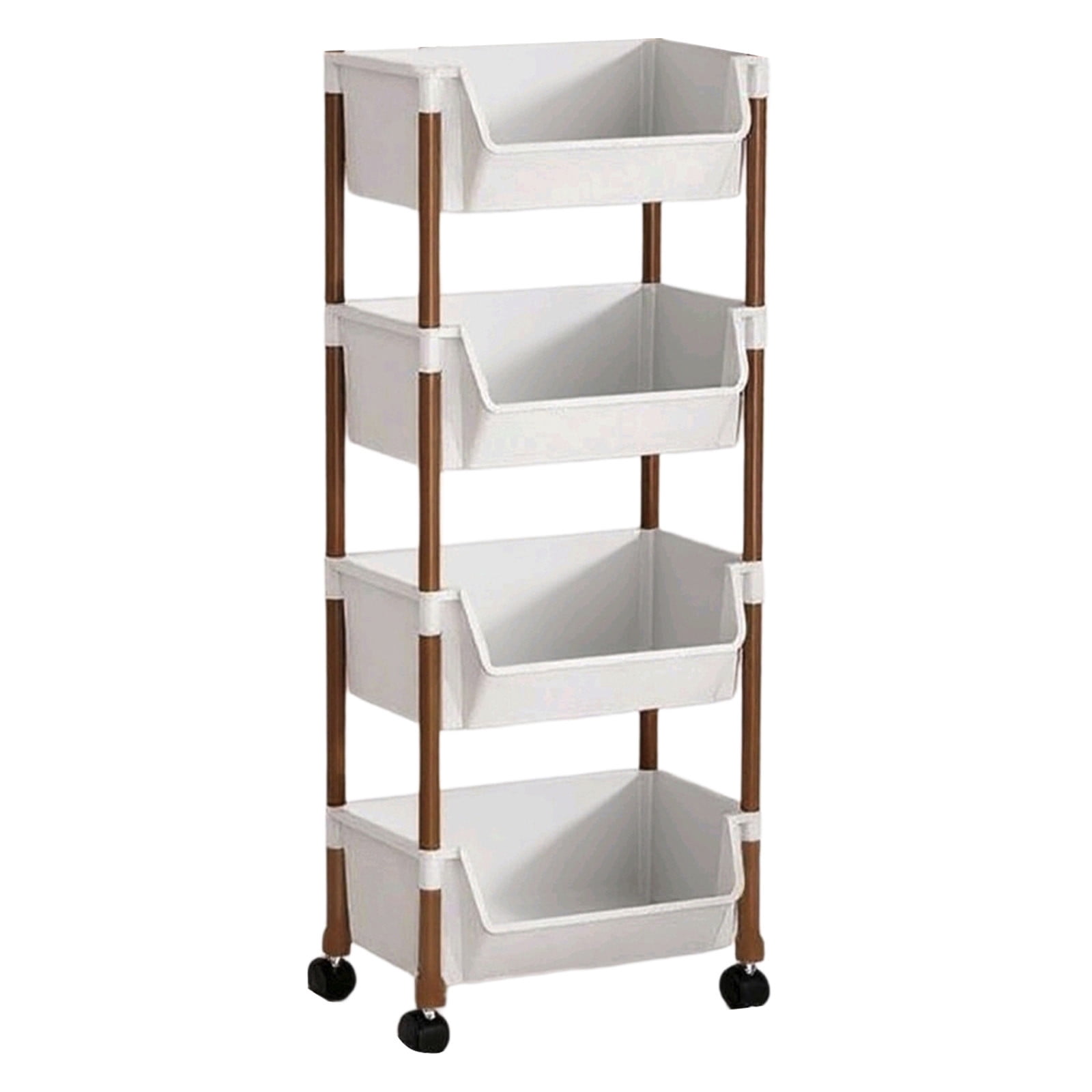 SIYTUAU 4-Tier Rolling Storage Cart Plastic Mobile Shelving With Wheels ...