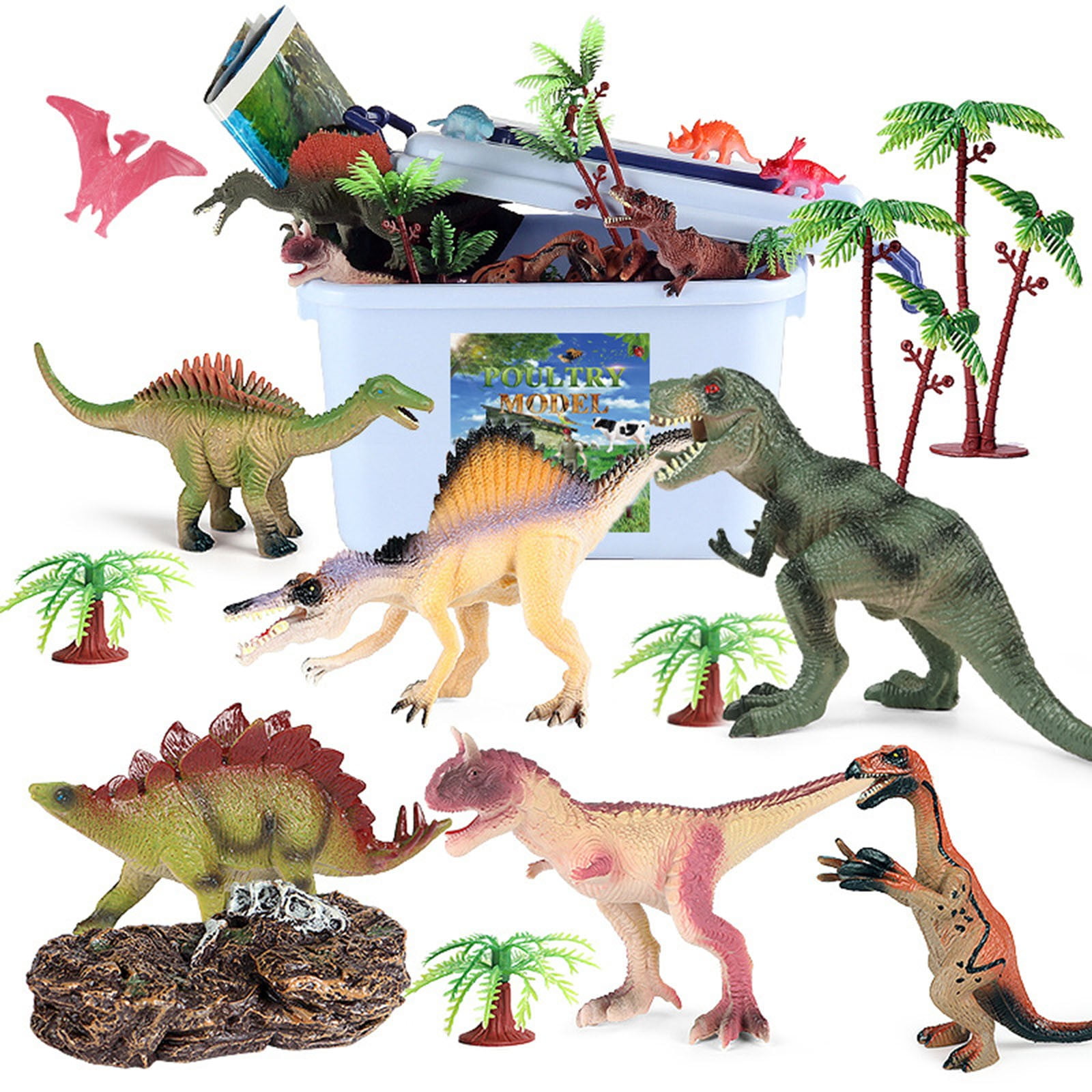 SIYTUAU 52 Piece Dinosaur Model Set Multicolor Plastic Jurassic Animal ...