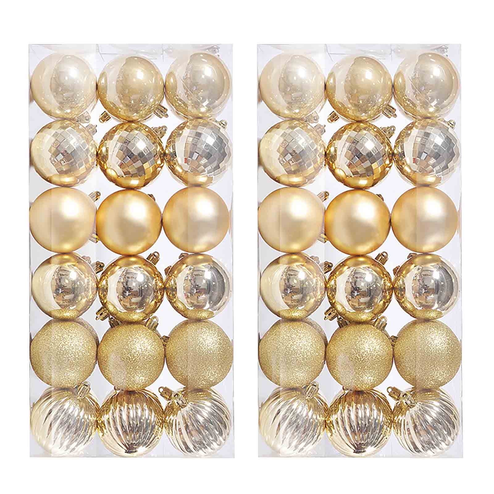 SIYTUAU 72 Pieces Christmas Tree Bauble Hanging Ornaments In Gold Color ...