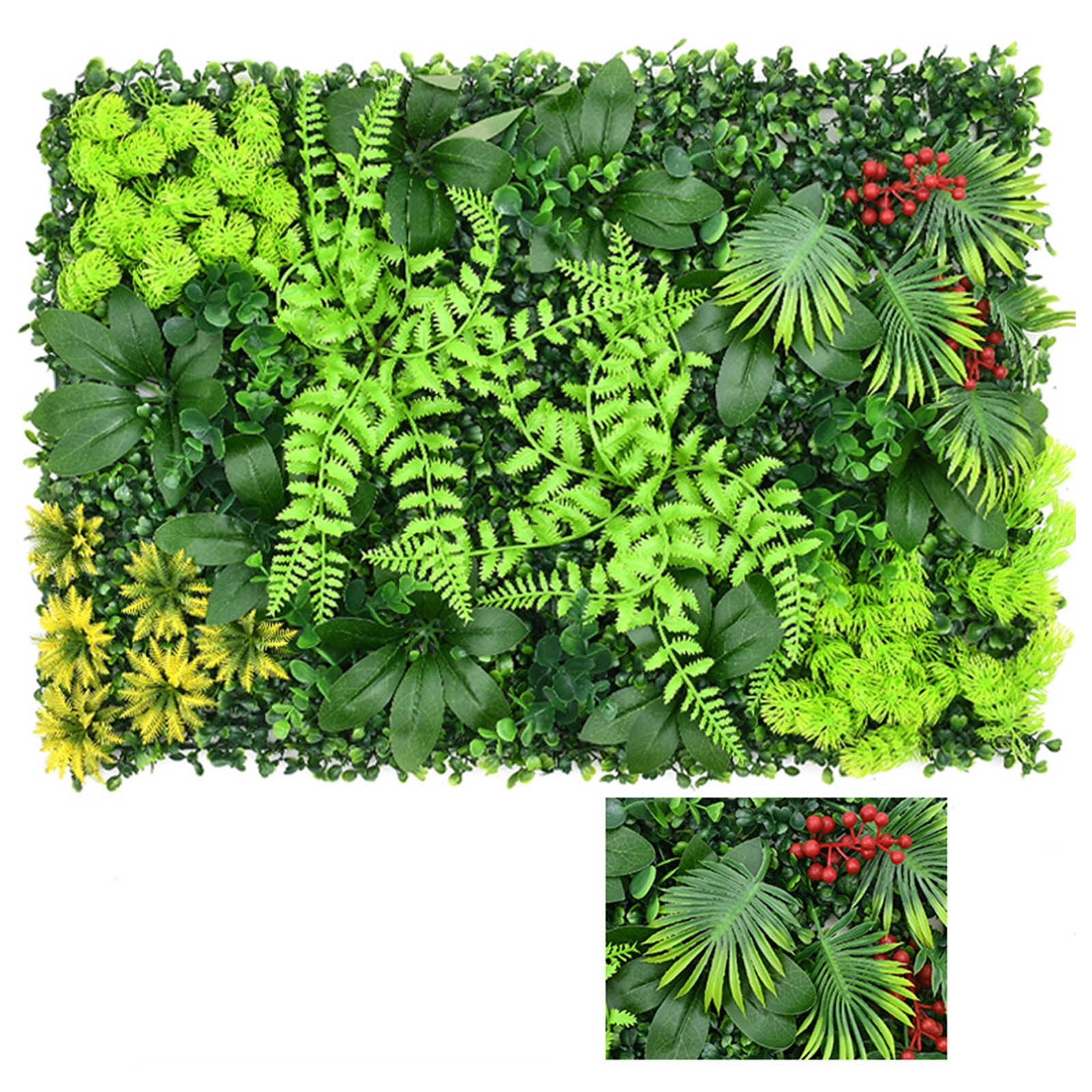 SIYTUAU Artificial Green Plant Wall Simulation Foliage Panel Plastic ...