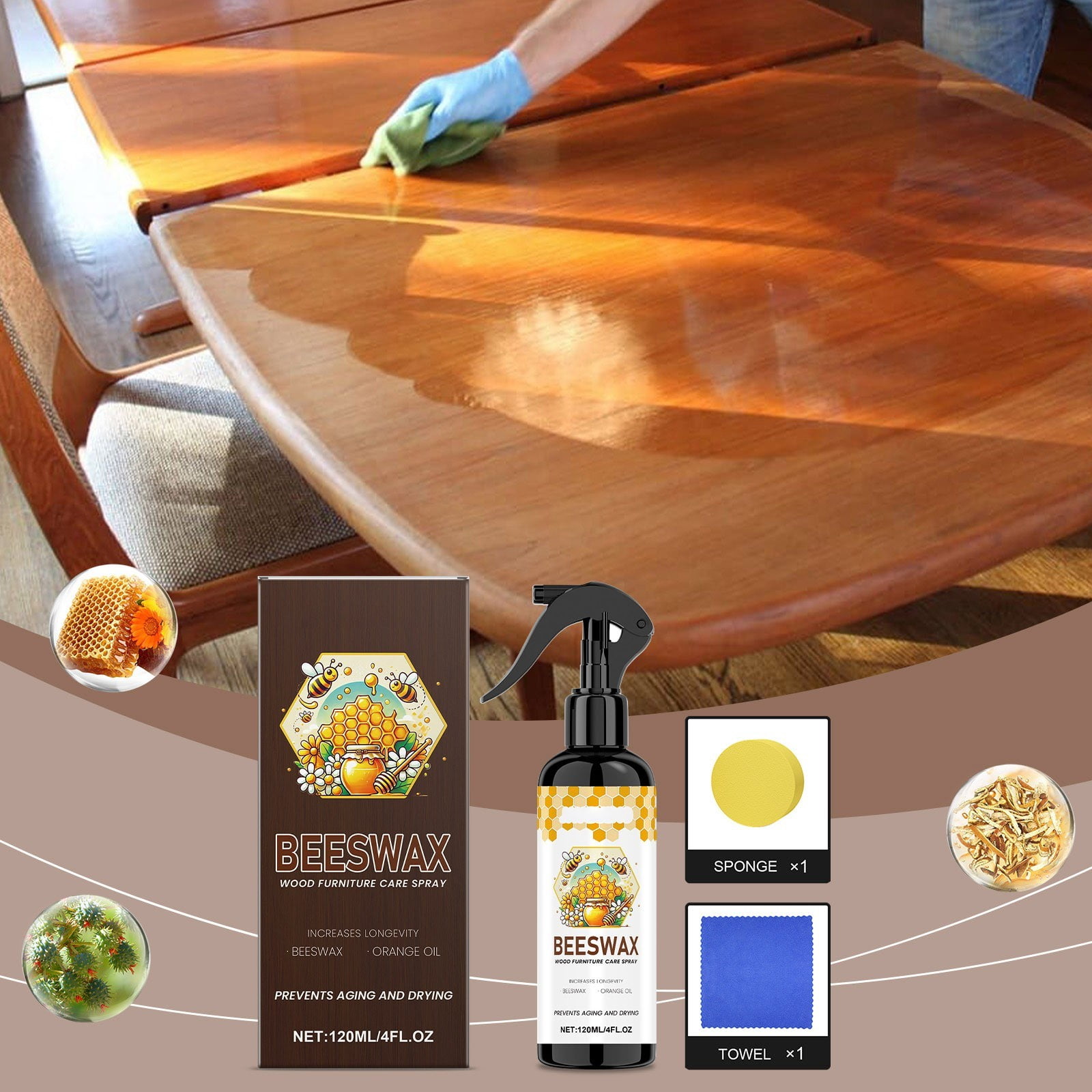 SIYTUAU Beeswax Spray Wood Polish Refurbishment Wax Protection ...