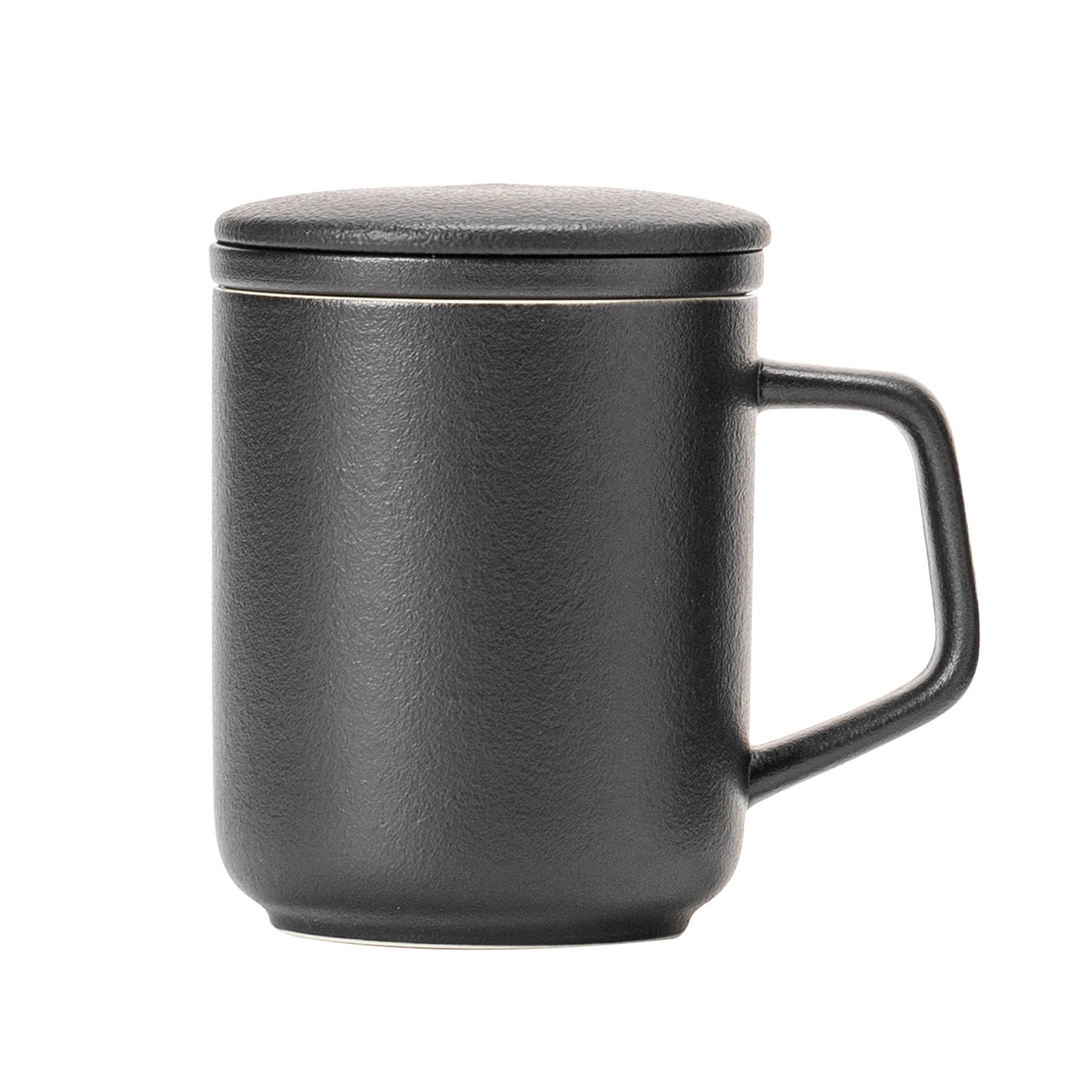 SIYTUAU Black Ceramic Tea Mug With Lid And Built-In Filter 4.92X3.35X4 ...