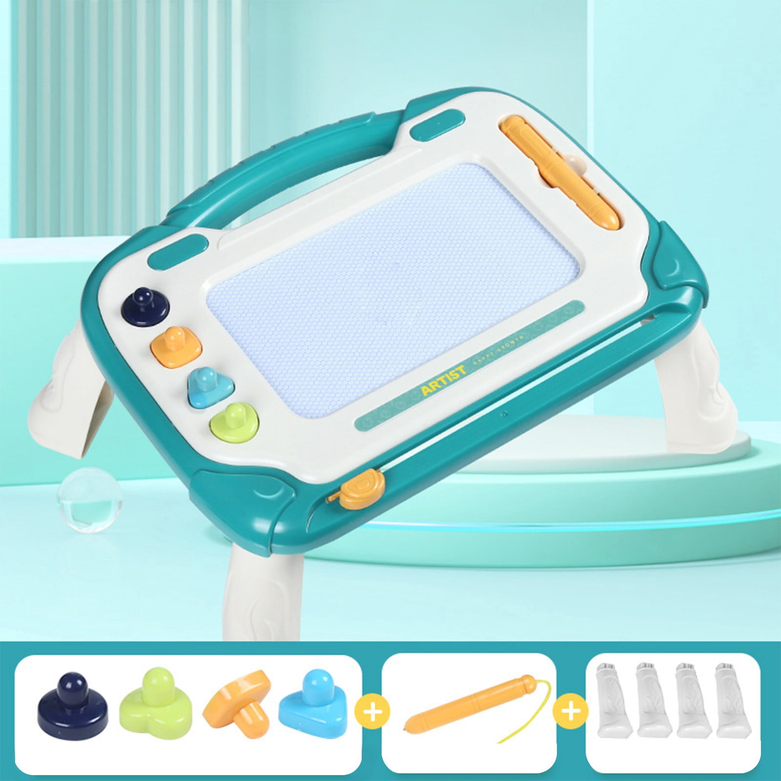 SIYTUAU Children Magnetic Sketch Board Drawing Pad With Stamps Stand ...