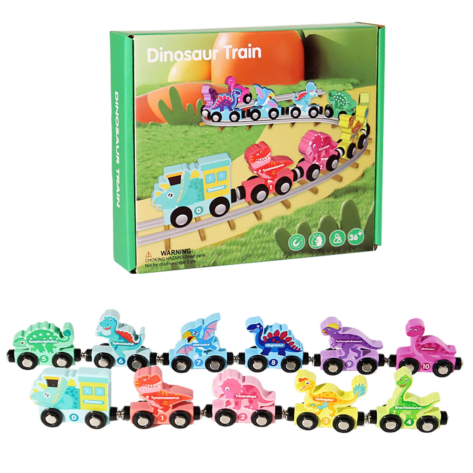 SIYTUAU Childrens Magnetic Dinosaur Train Toy Educational Puzzle ...